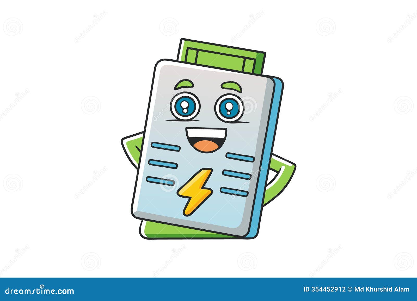 Creative Concept of a Cartoon Energy Bill with Smiley Face, Electrical ...