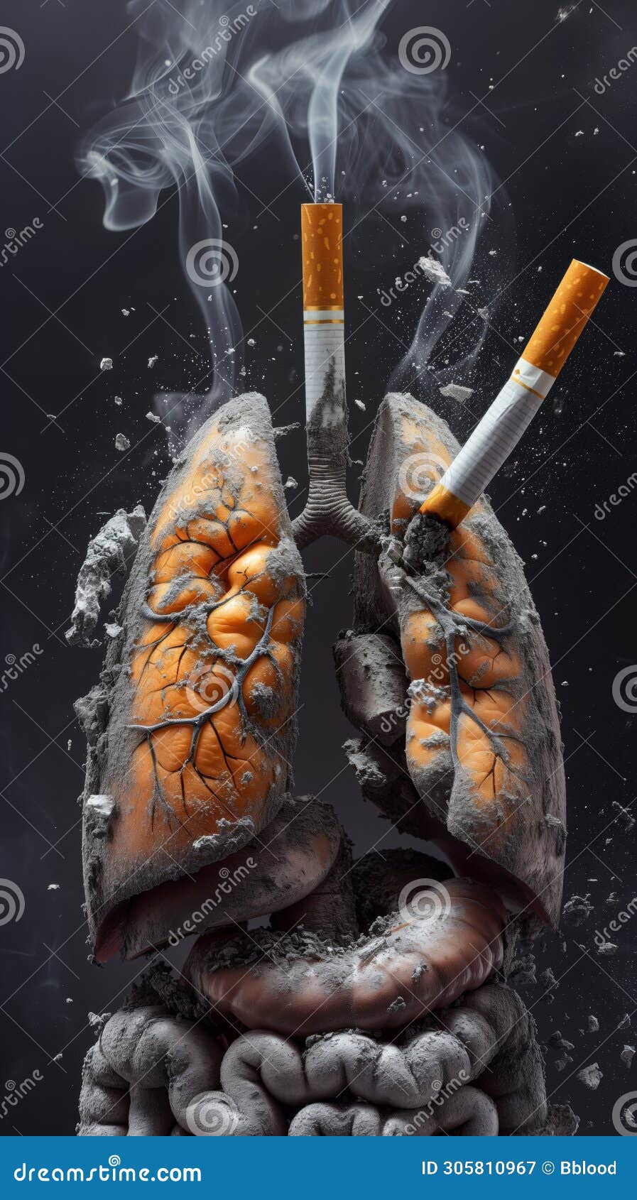 Creative Concept of Cigarettes Affecting Human Lungs Stock Illustration ...