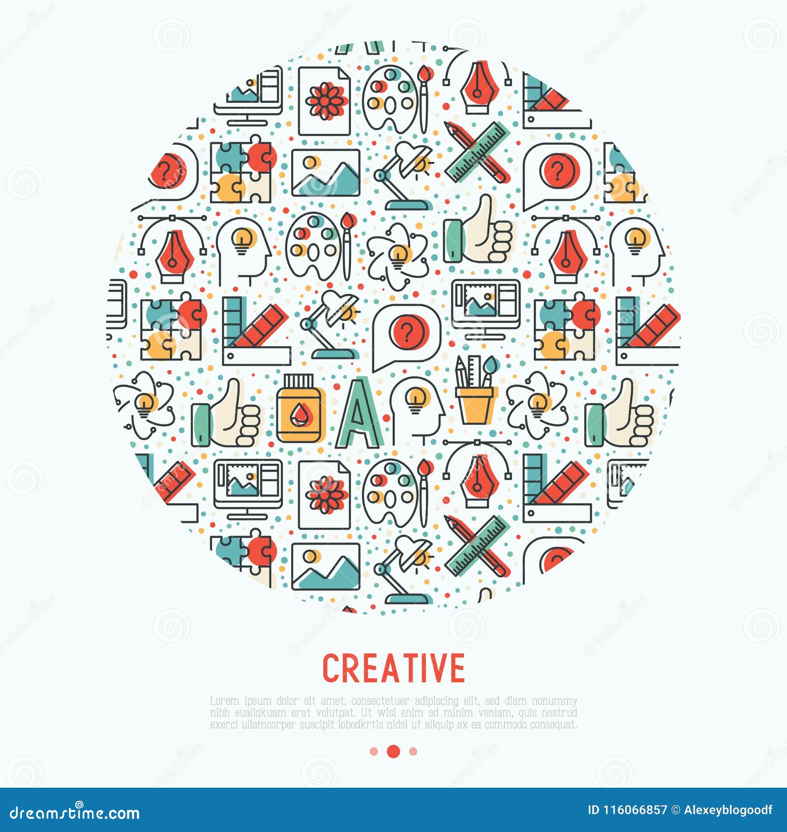 Creative Concept in Circle with Thin Line Icons Stock Vector ...