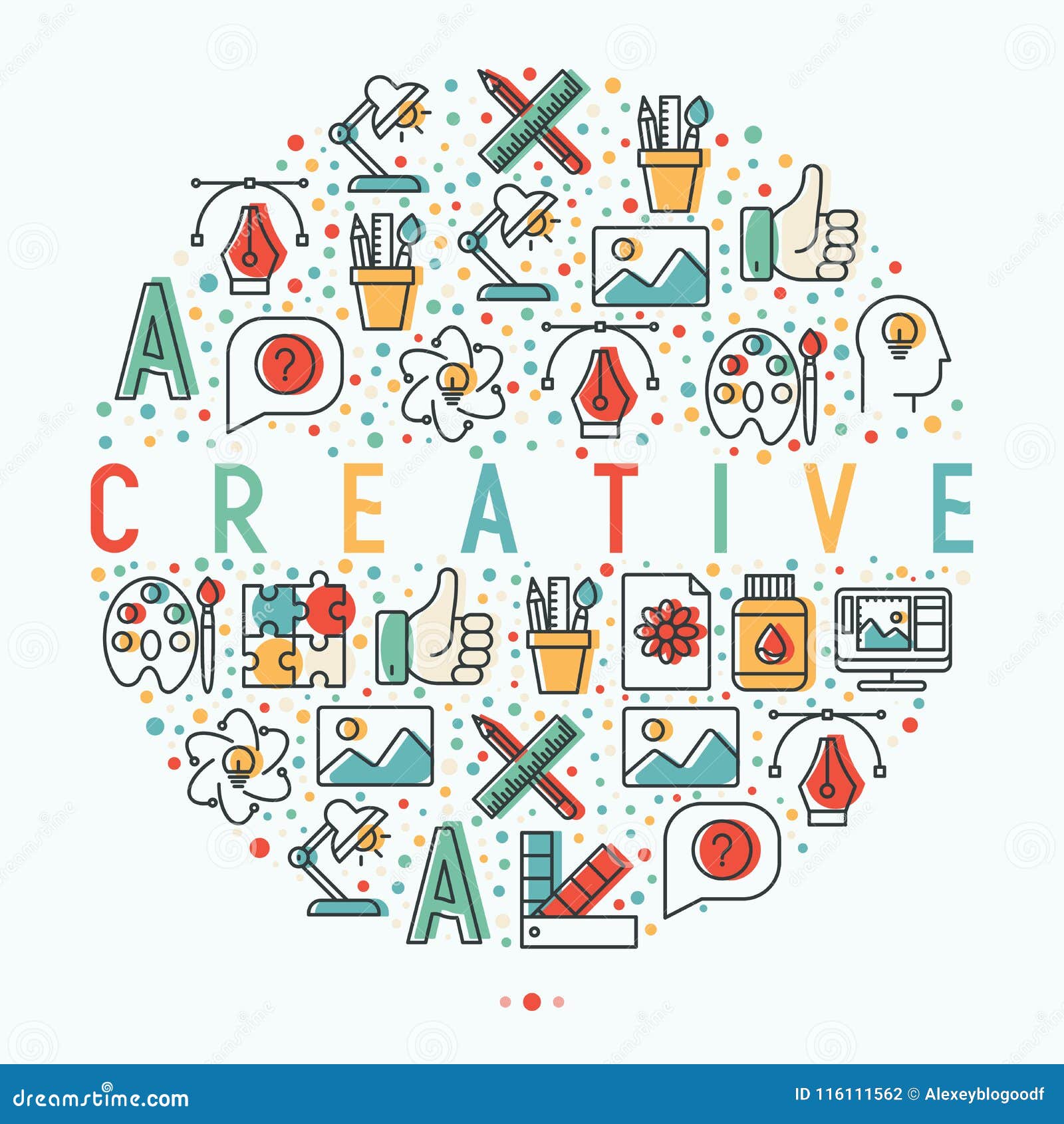 Creative Concept in Circle with Thin Line Icons Stock Vector ...