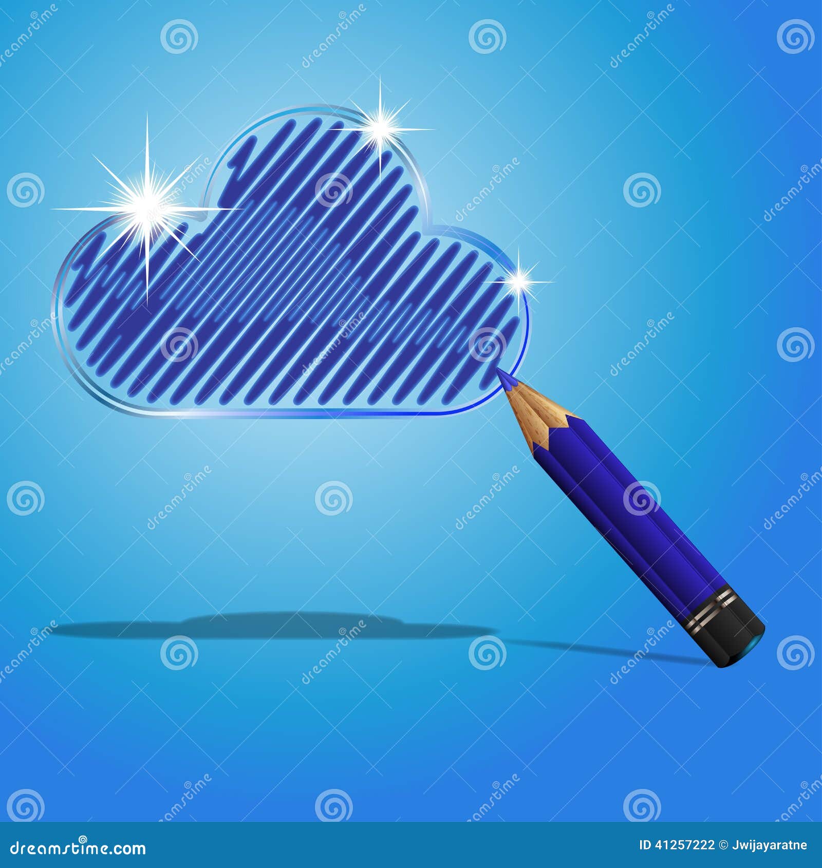 Cloud concept with pencil stock vector. Illustration of paper - 41257222