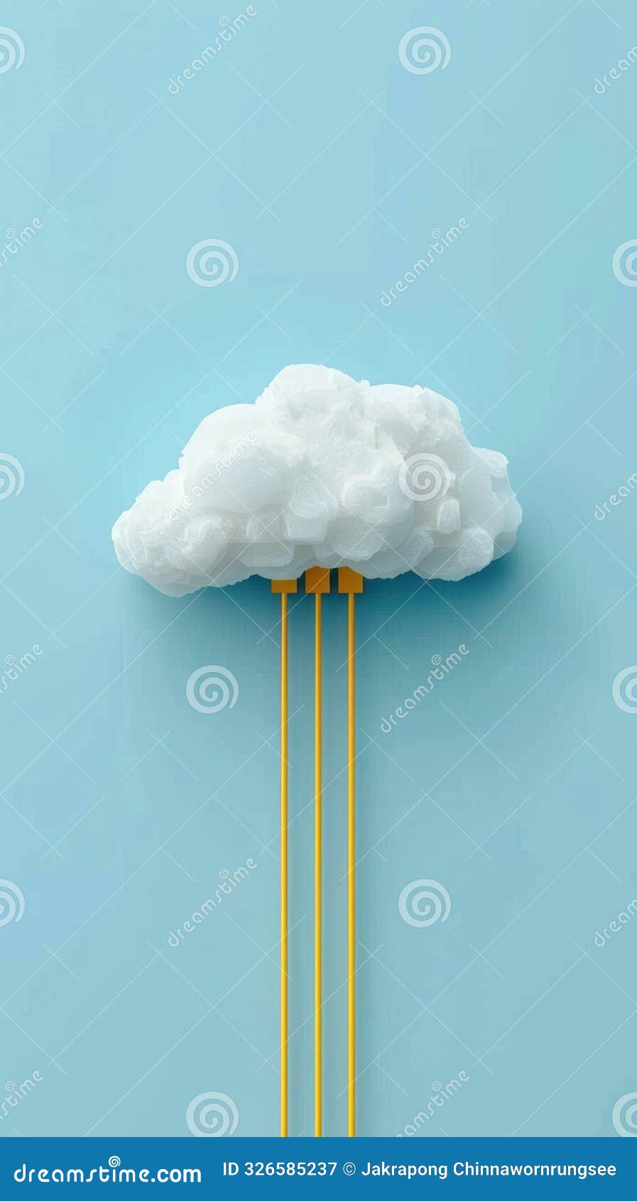 Creative Concept of a Cotton Cloud with Spaghetti Rain on a Blue ...