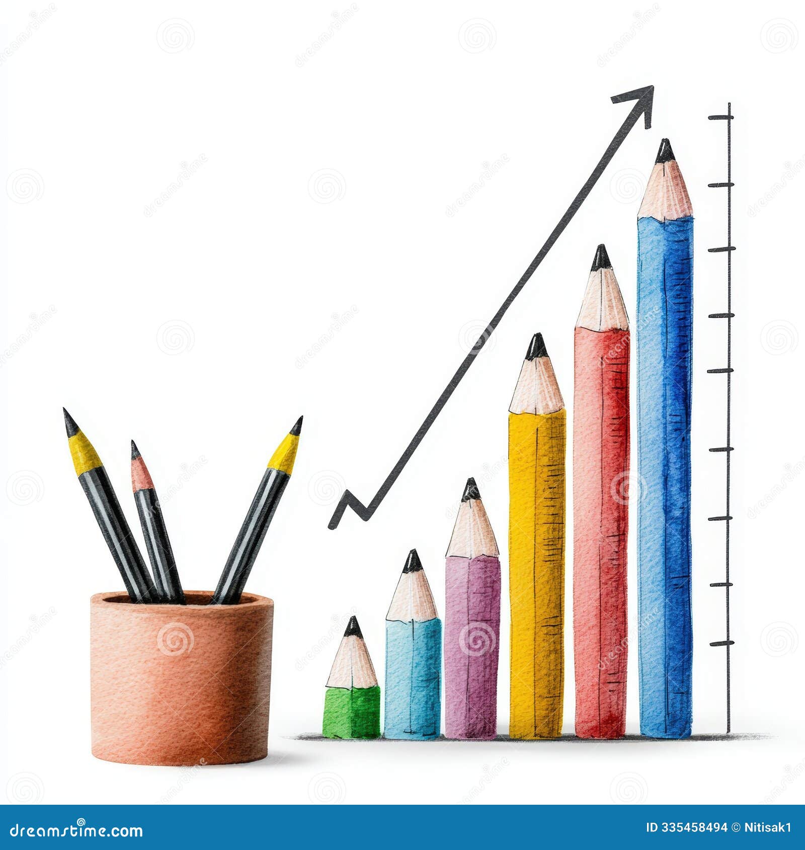 A Creative Concept Featuring Colored Pencils and a Growth Chart ...