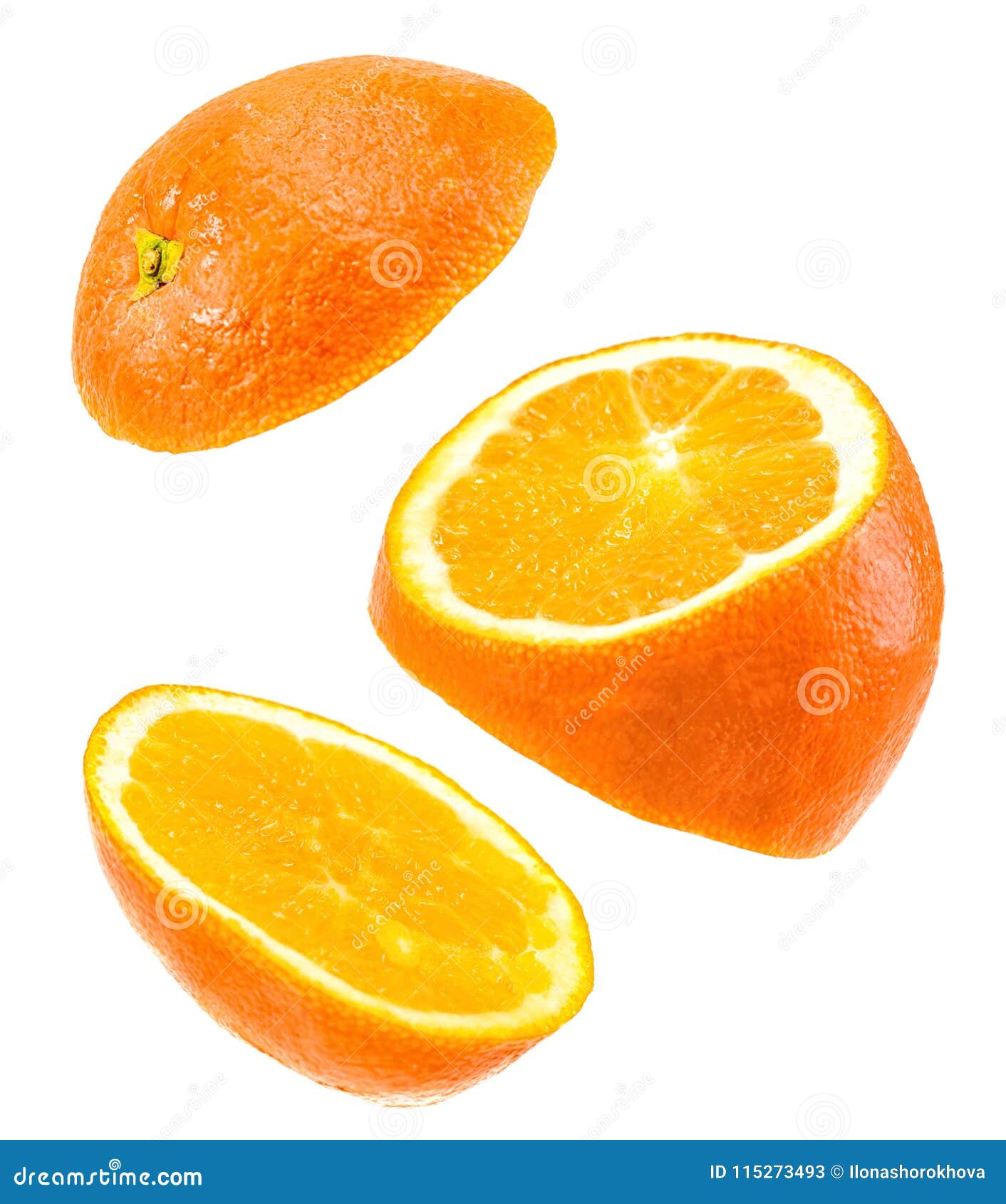 Creative Concept with Flying Orange. Sliced Orange Isolated on White ...