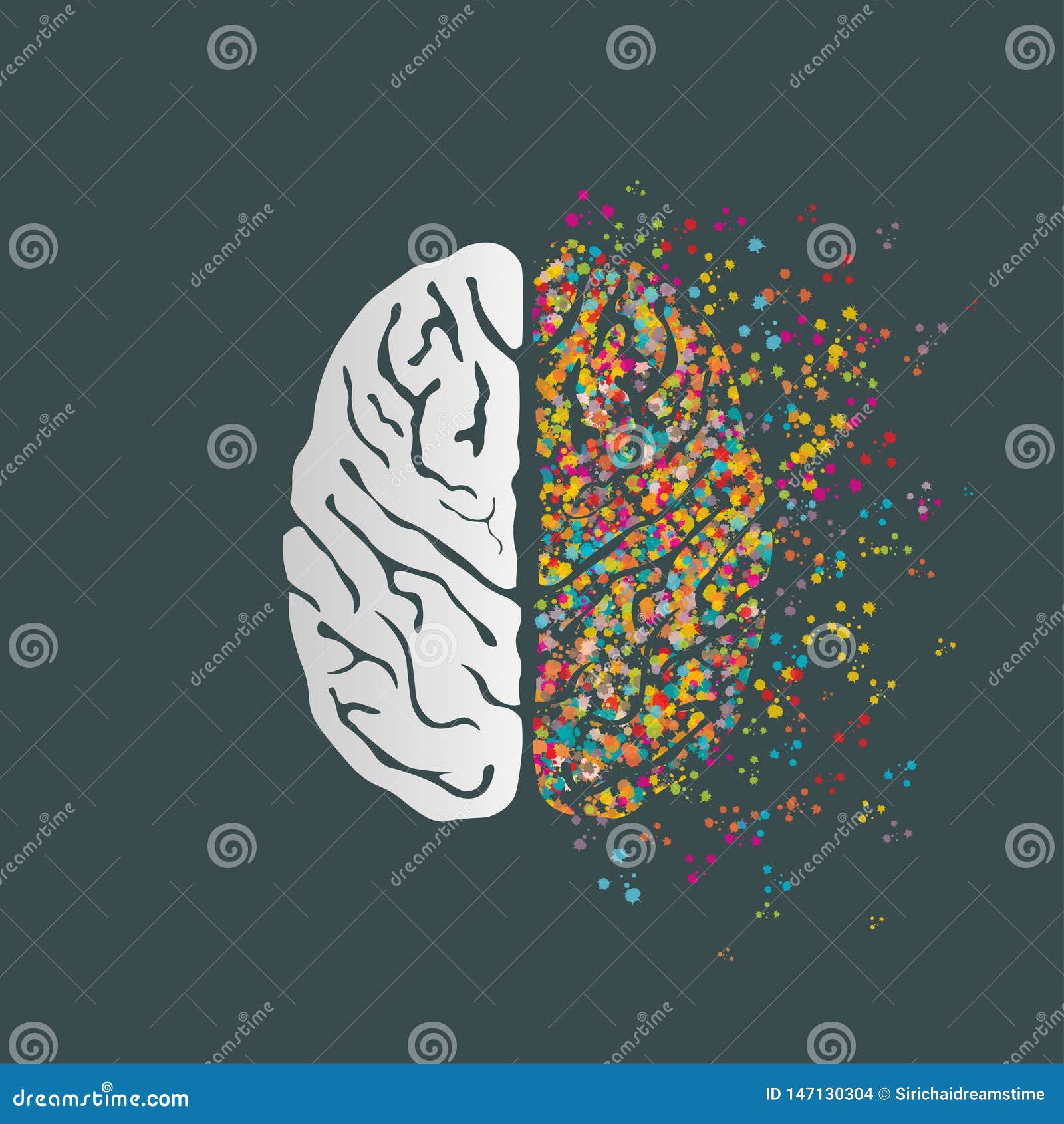 Creative Concept of the Human Brain on Dark Slate Grey Background Stock ...