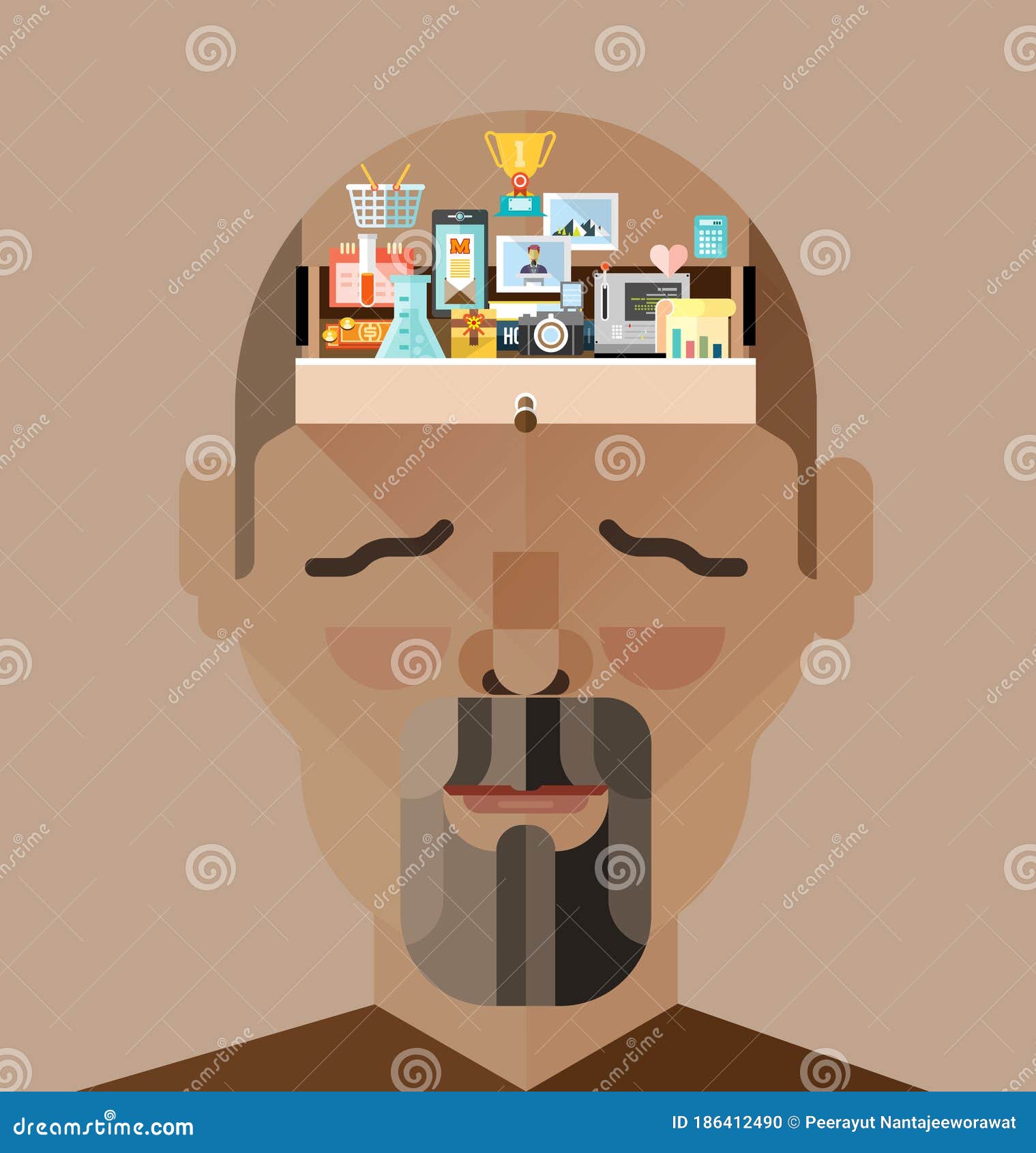 Human Brain Memory Vector-old Man with Old Memories Stock Vector ...