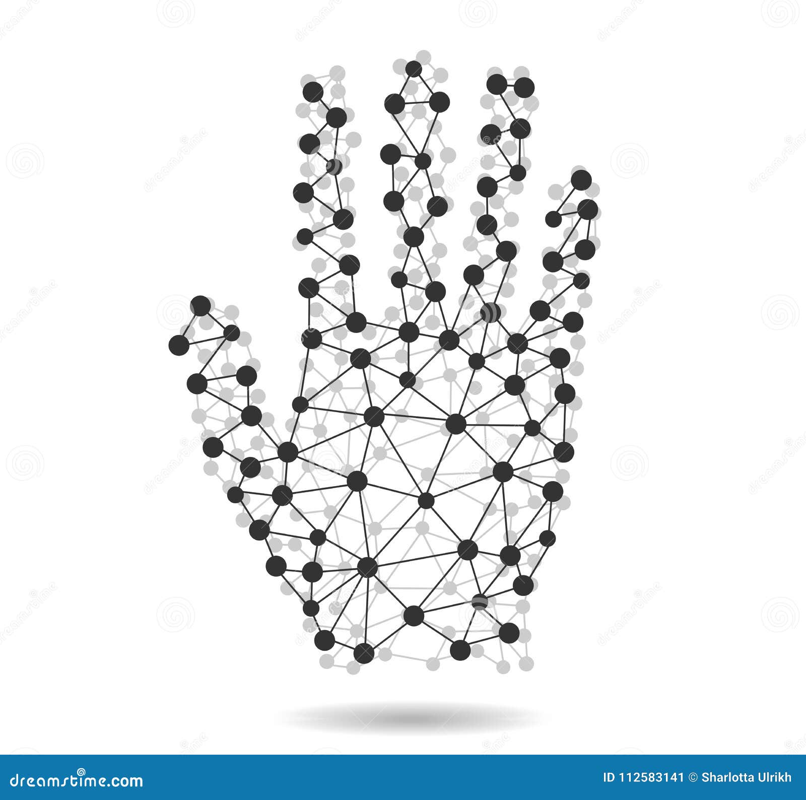Creative Concept of the Human Hand from Molecules Stock Vector ...