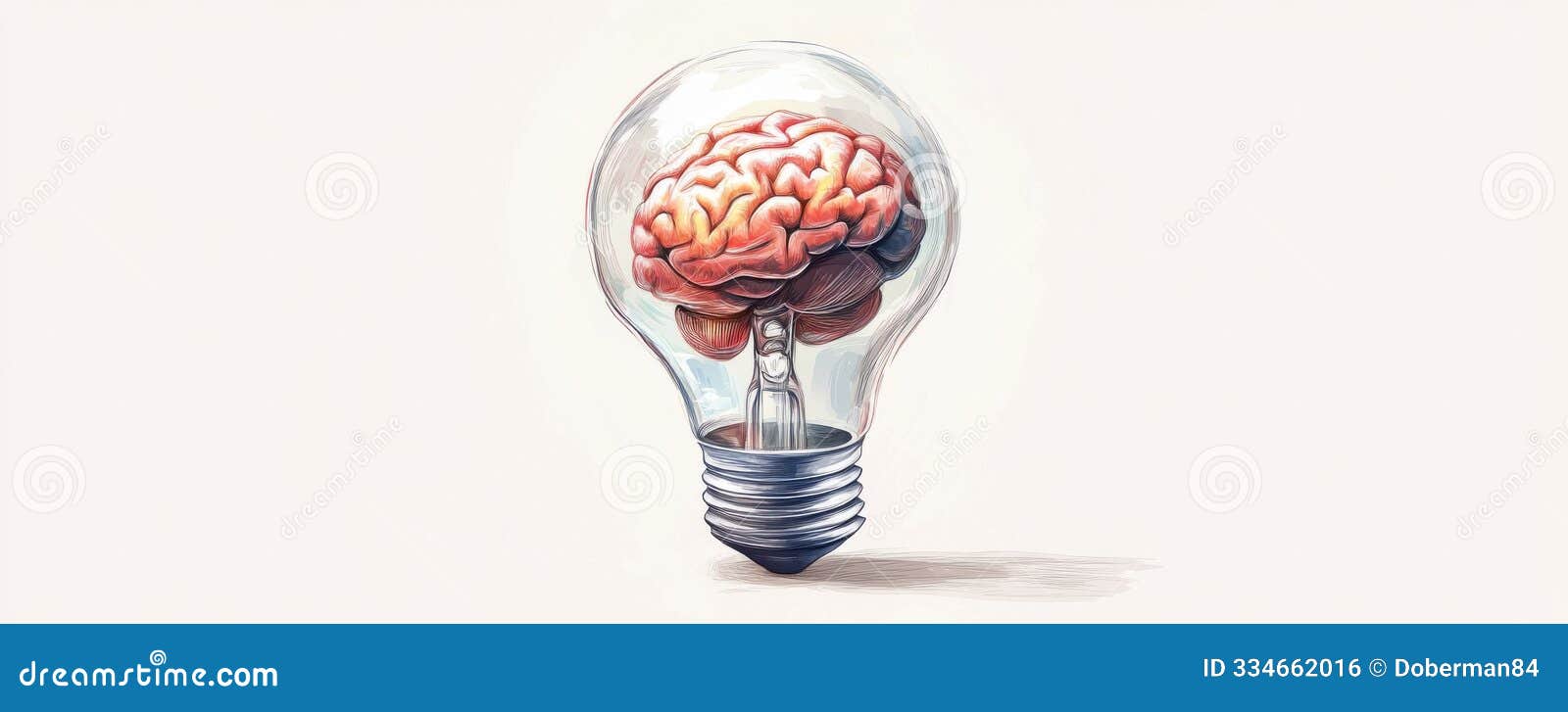 Creative Concept Illustration of a Brain Inside a Light Bulb ...