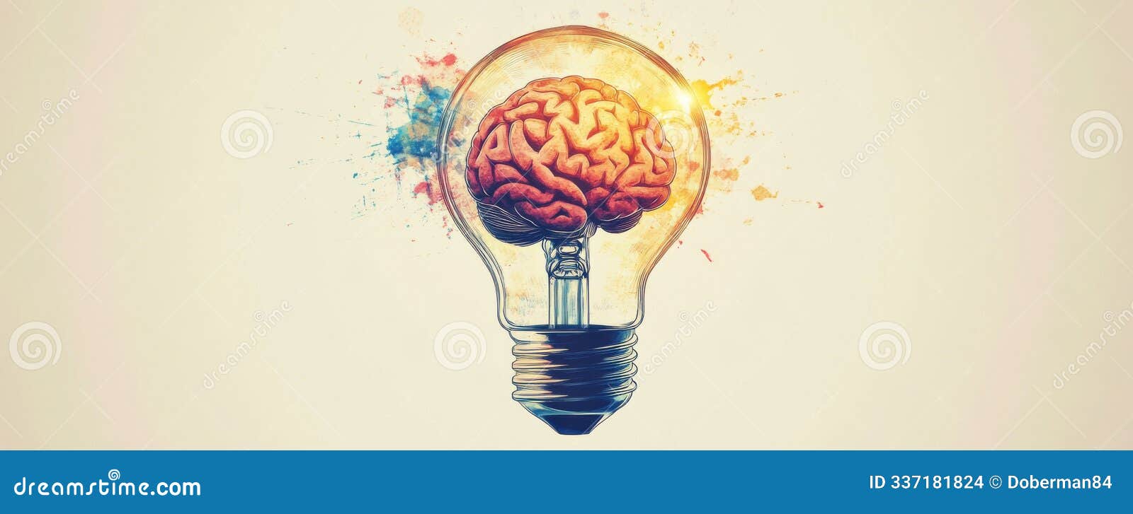Creative Concept Image of a Light Bulb with a Brain Inside Symbolizing ...