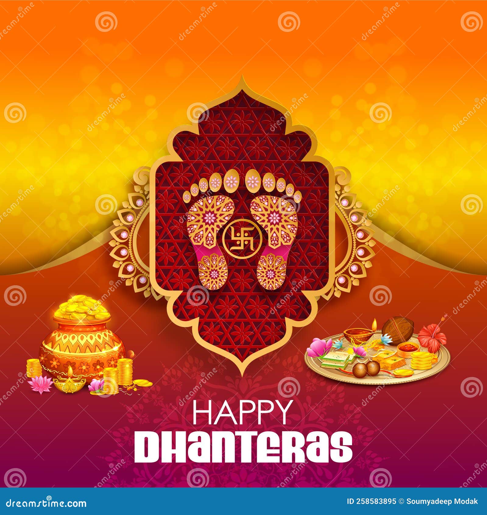 Creative Concept of Indian Festival Happy Dhanteras Stock Vector ...