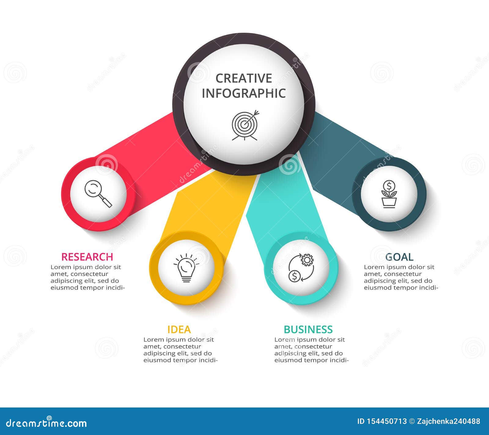 Creative Concept for Infographic with 4 Steps, Options, Parts or ...