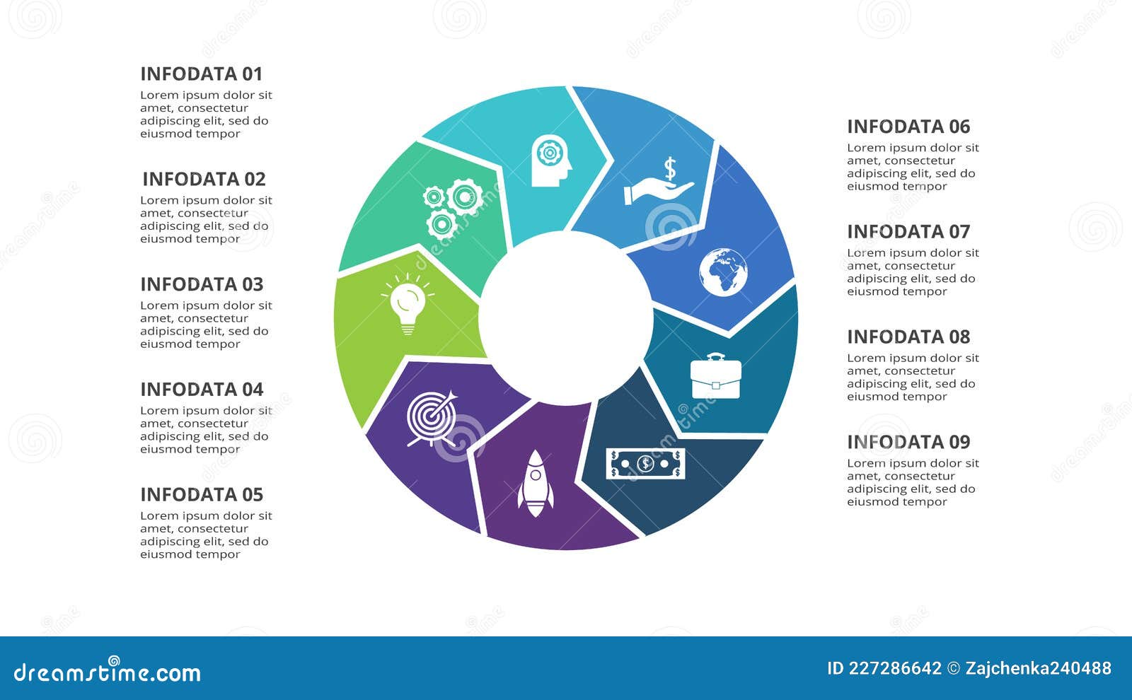 Creative Concept for Infographic with 9 Steps, Options, Parts or ...
