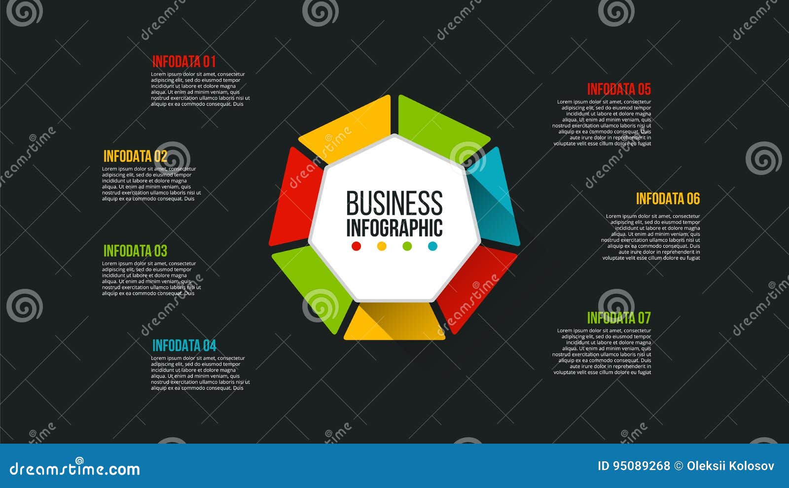 Heptagon Infographic. Chart, Diagram With 7 Steps, Options, Parts ...