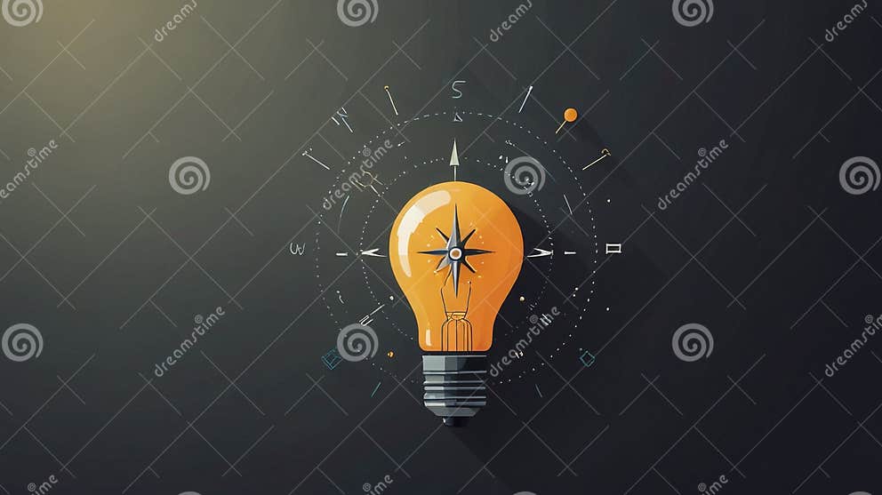 Creative Concept with Light Bulb and Compass Design Stock Illustration ...