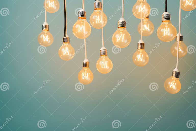 Creative Concept of Multiple Light Bulbs Floating Randomly AI Generated ...