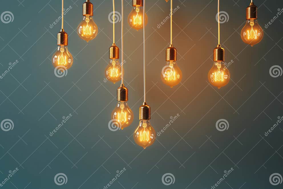 Creative Concept of Multiple Light Bulbs Floating Randomly AI Generated ...