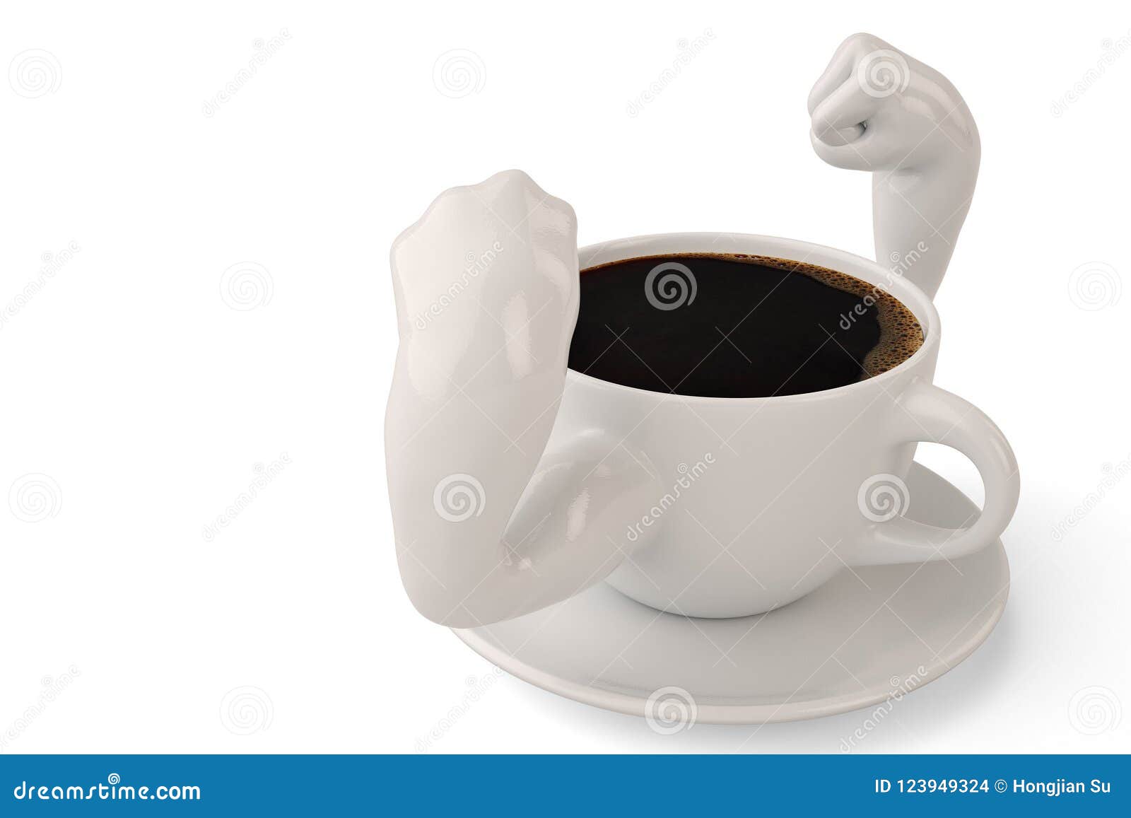 Creative Concept Muscle Coffee Cup 3D Illustration Stock Illustration ...