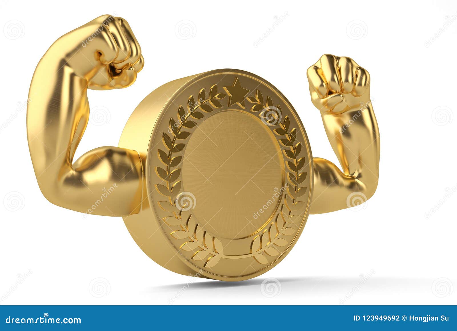Creative Concept Muscle Gold Coin 3D Illustration Stock Illustration ...