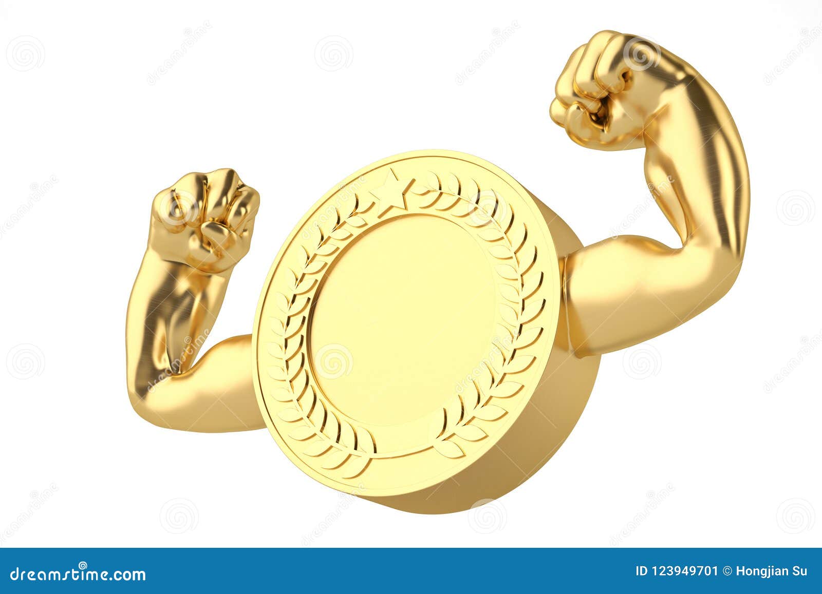 Creative Concept Muscle Gold Coin 3D Illustration Stock Illustration ...