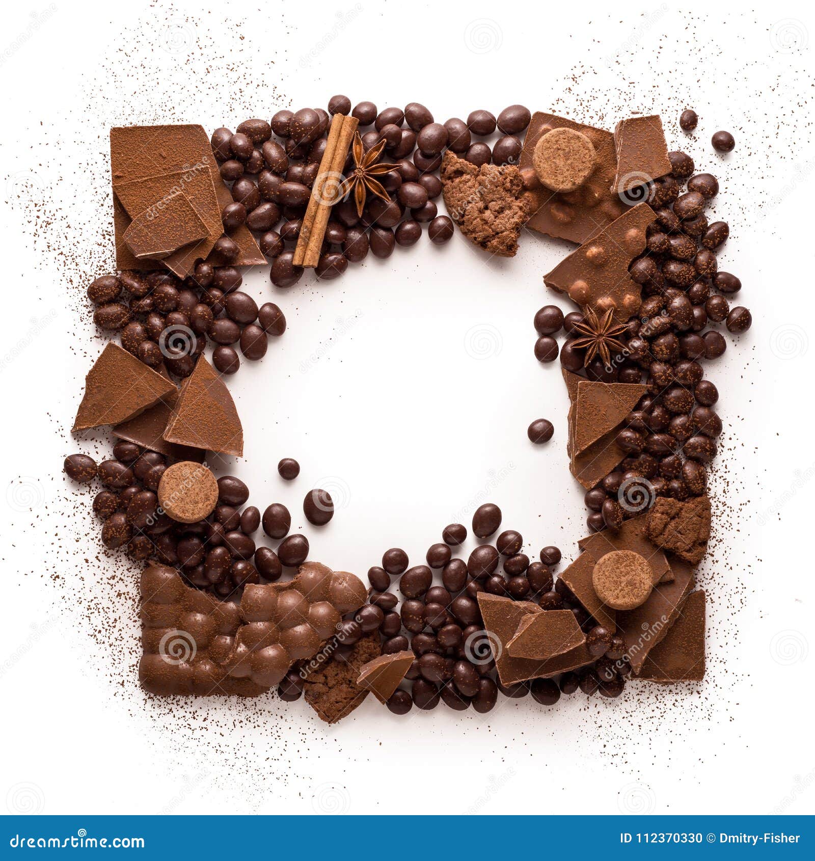 Chocolate frame. stock photo. Image of cocoa, assortment - 112370330