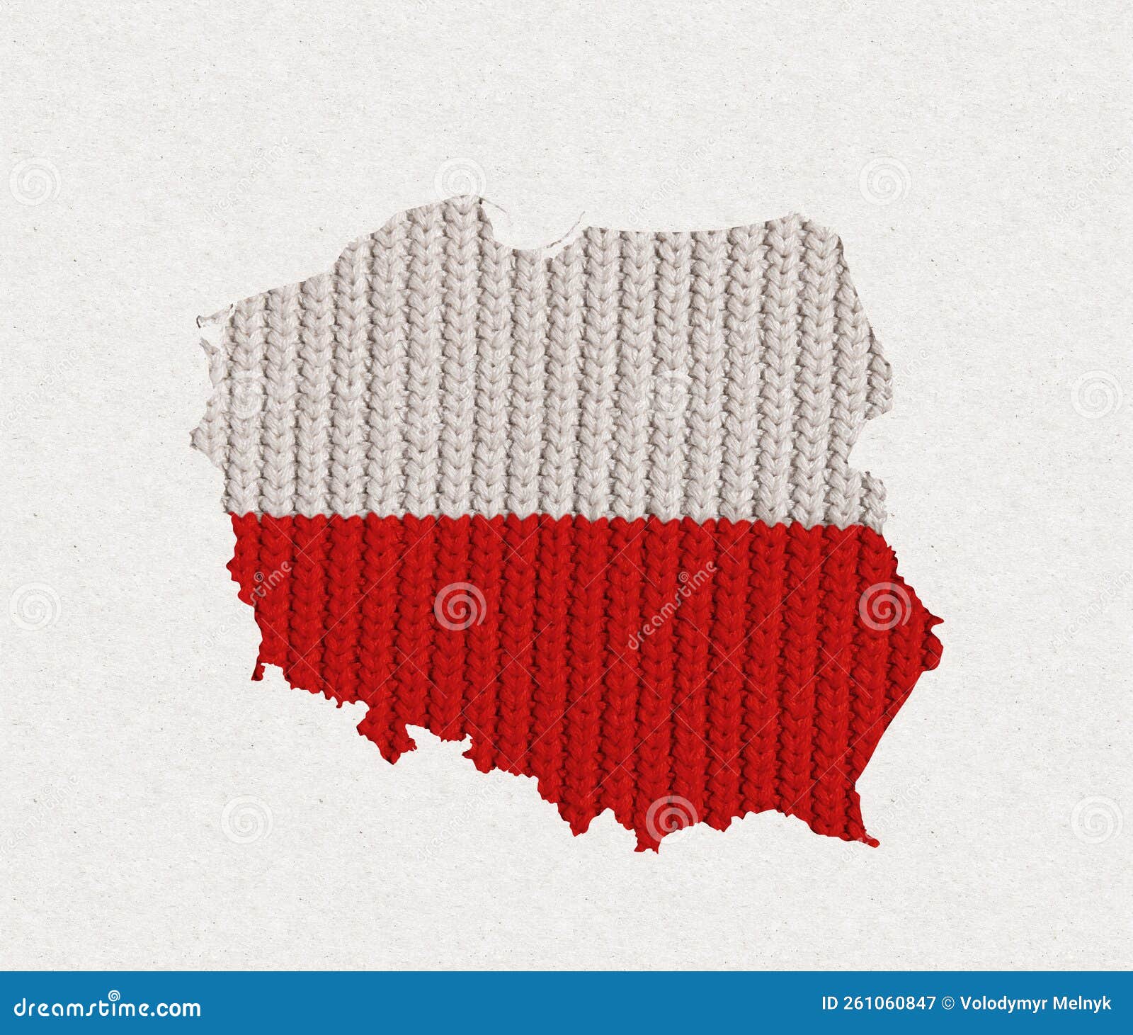 Creative Conceptual Design. Knitted Texture of Map of Poland Over Grey ...