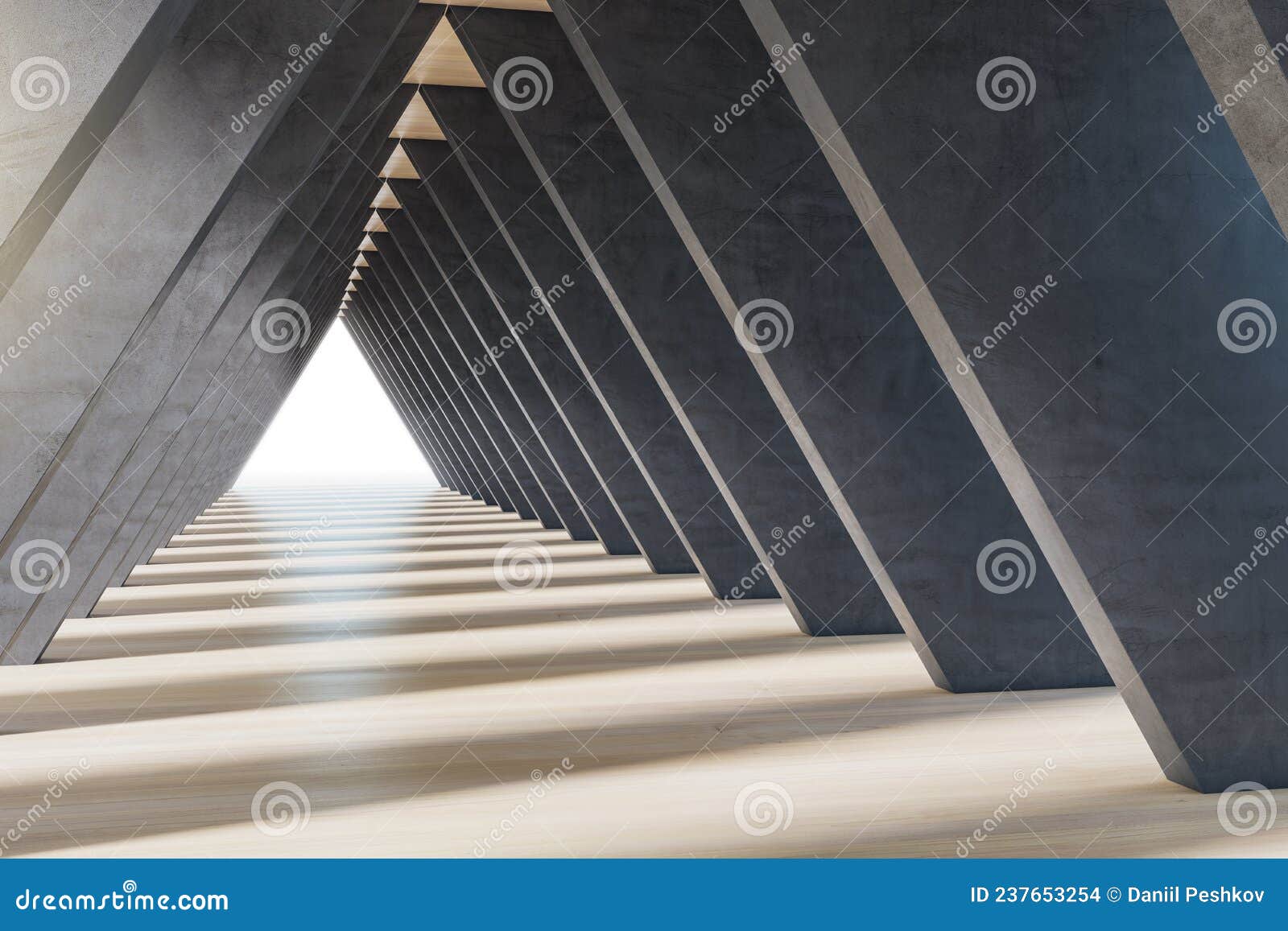 Creative Concrete Triangle Corridor. Space and Hallway Concept Stock ...