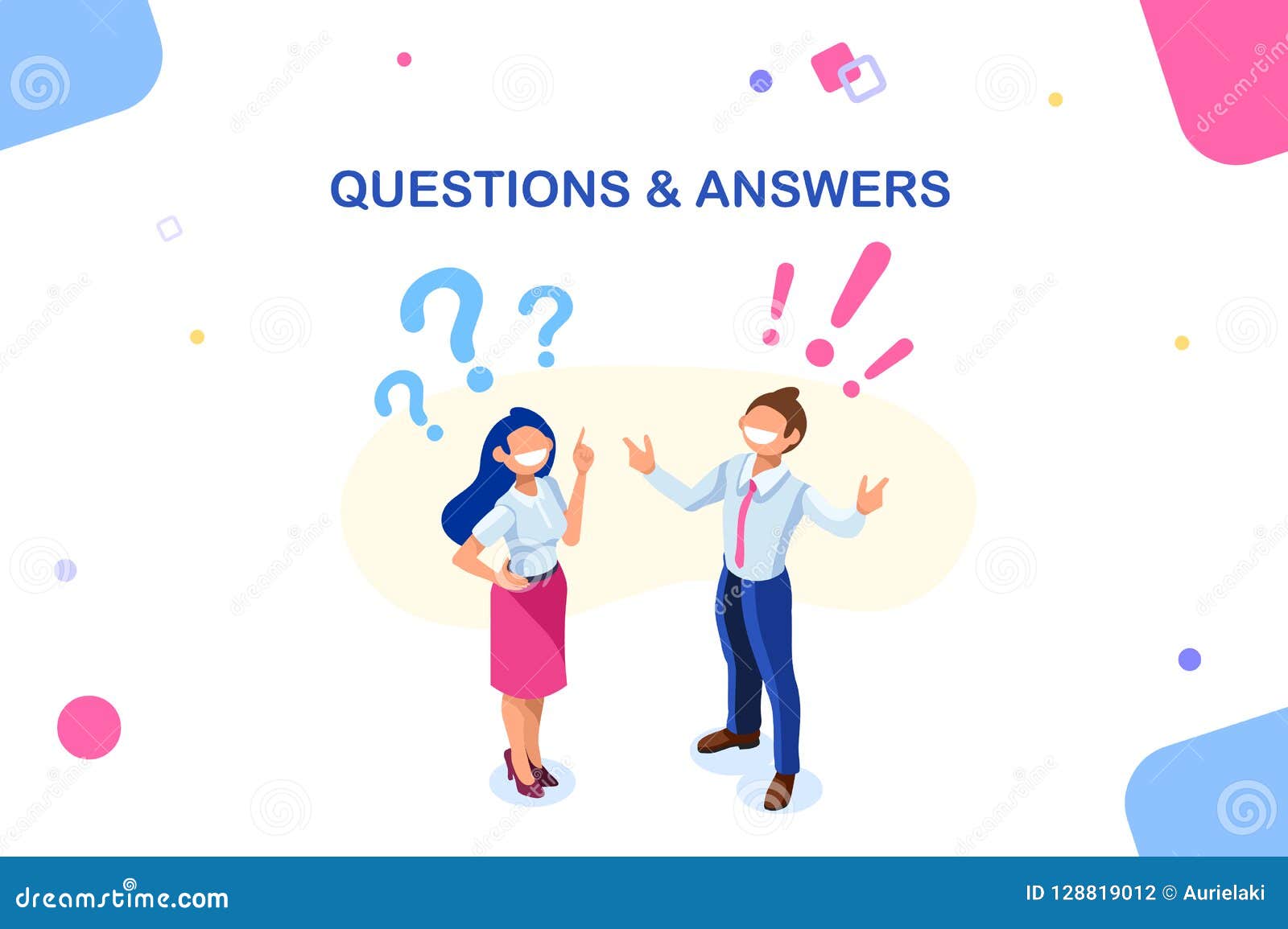 Questions and Answers Happy Character Presentation Stock Vector ...