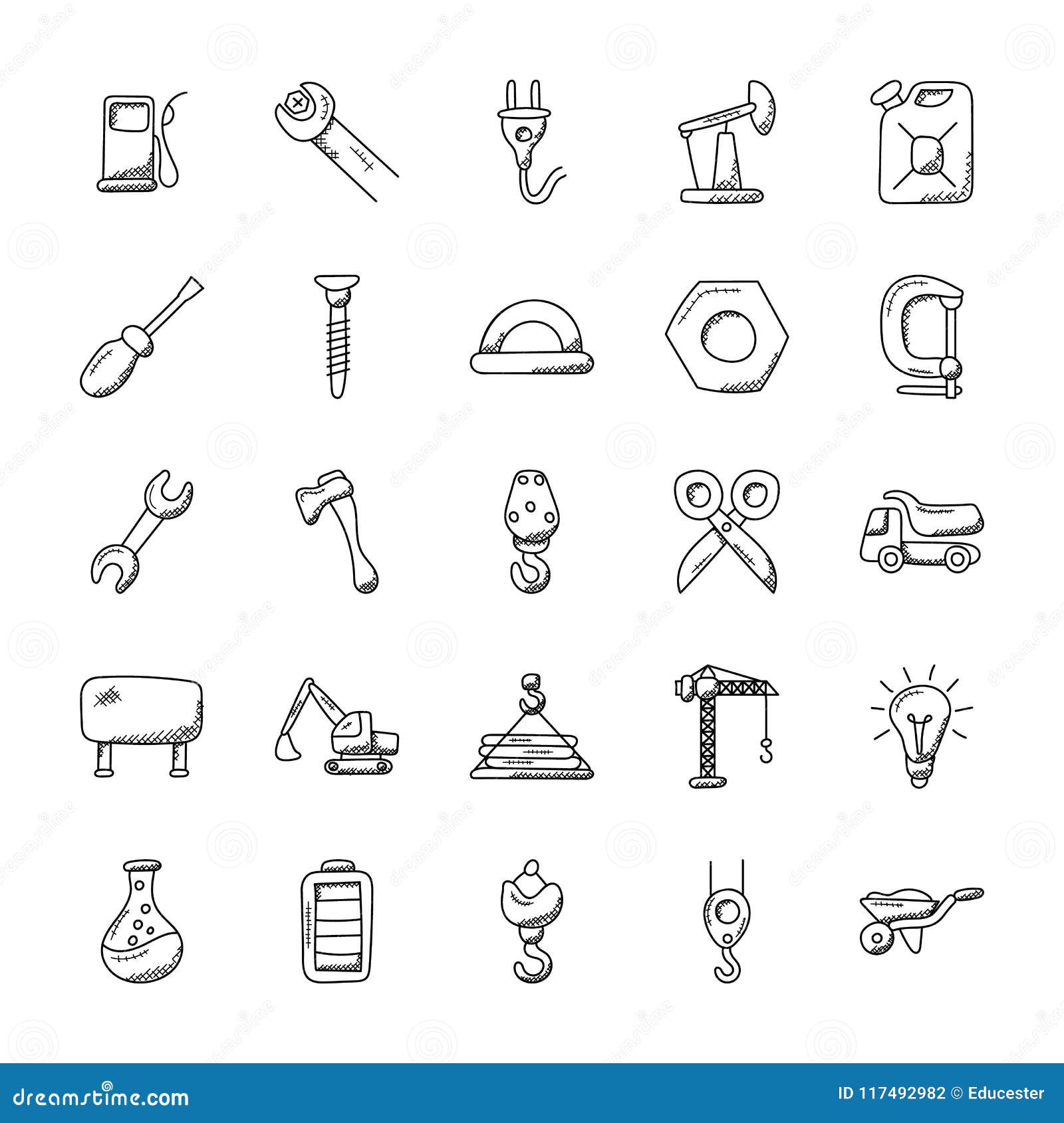Construction Doodles Icons stock illustration. Illustration of petrol ...