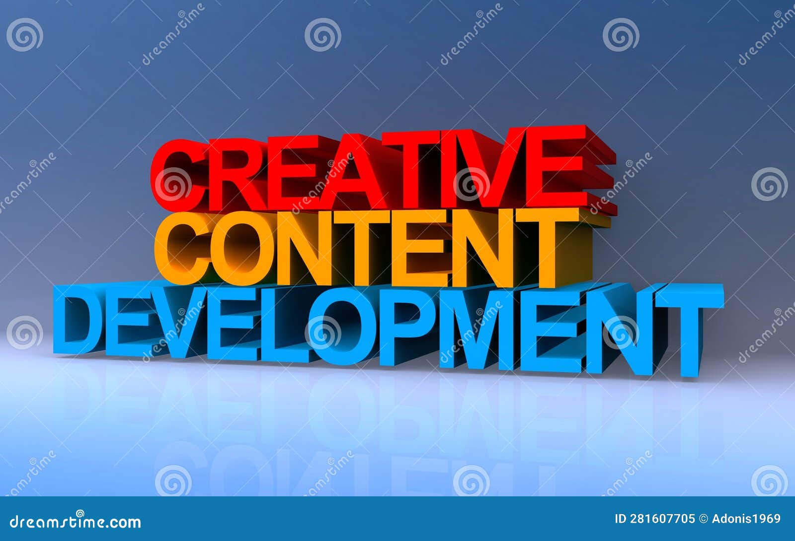 Creative Content Development on Blue Stock Illustration - Illustration ...