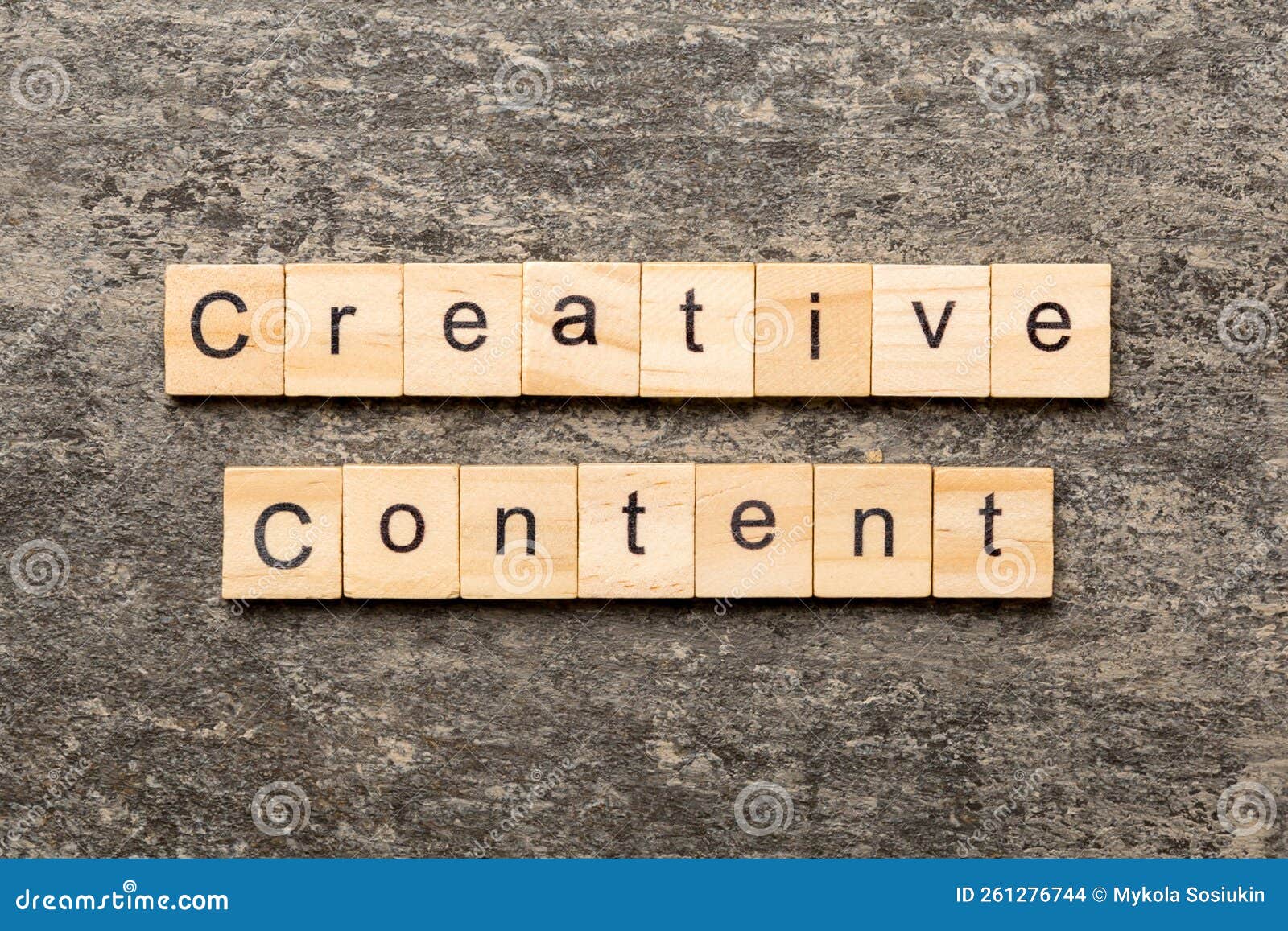 Creative Content Word Written on Wood Block. Creative Content Text on ...