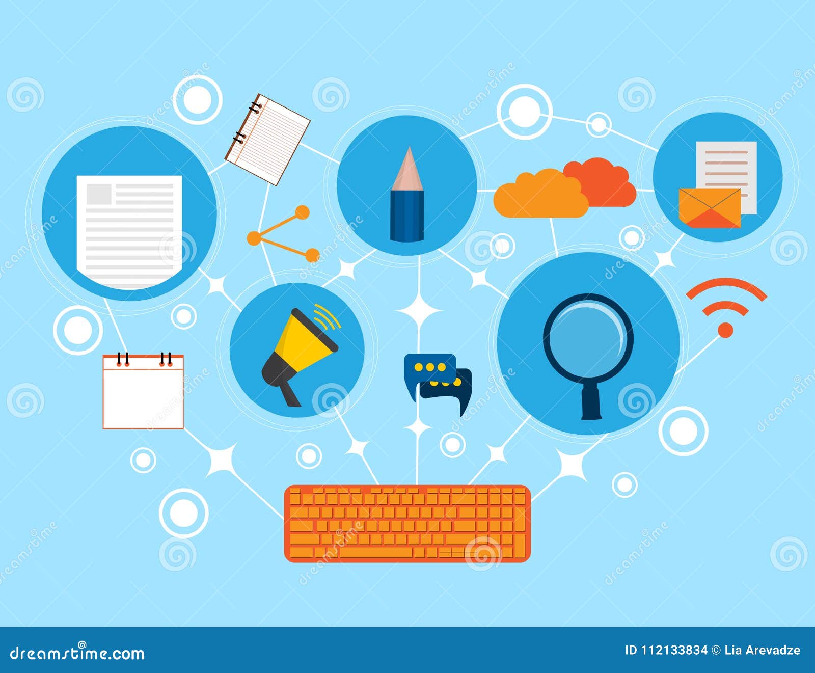 Creative Content Writing, Blogging Post, Digital Media Flat ...