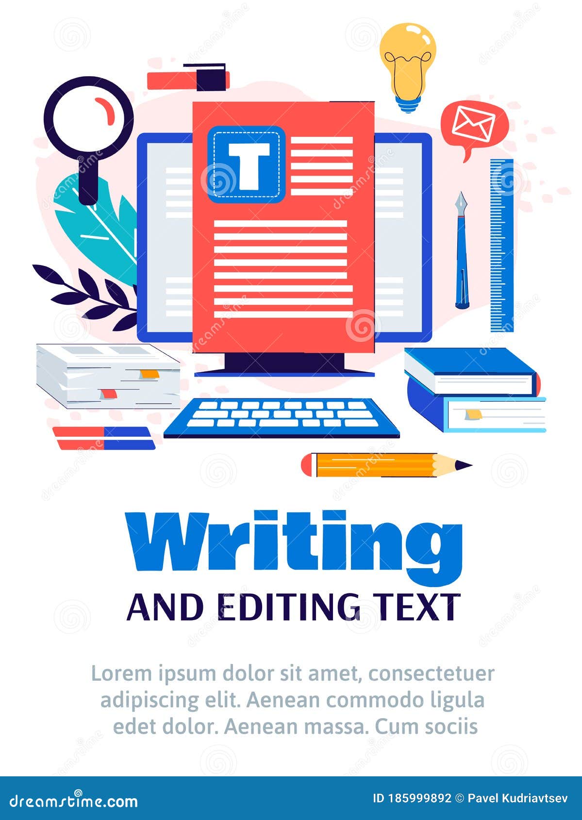 Creative Content Writing and Text Editing Poster Template. Stock Vector ...