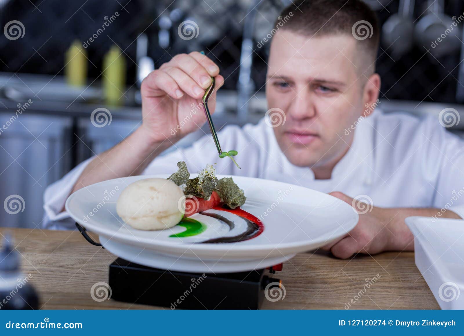 Creative Cook Adding Ingredients To a Dessert Stock Photo - Image of ...