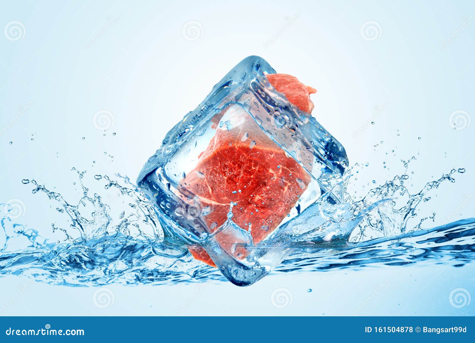 Creative Cool Ice Cube Chilled Meat for Cold Storage Stock Photo ...