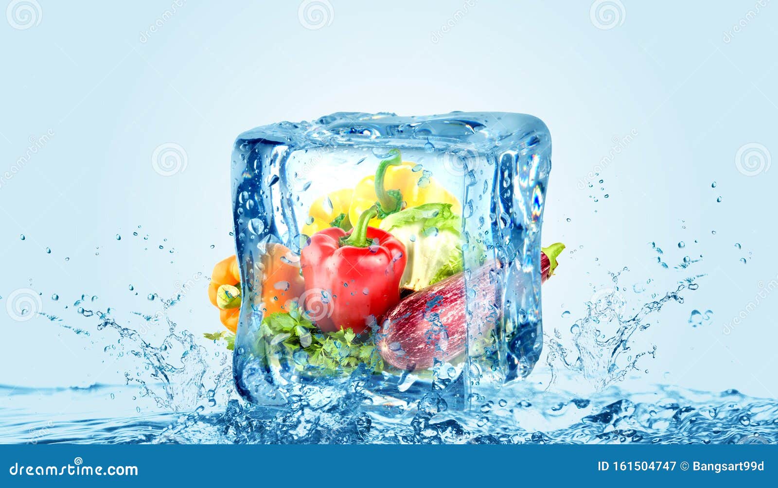 Creative Cool Ice Cube Chilled Vegetables for Cold Storage Stock Image ...