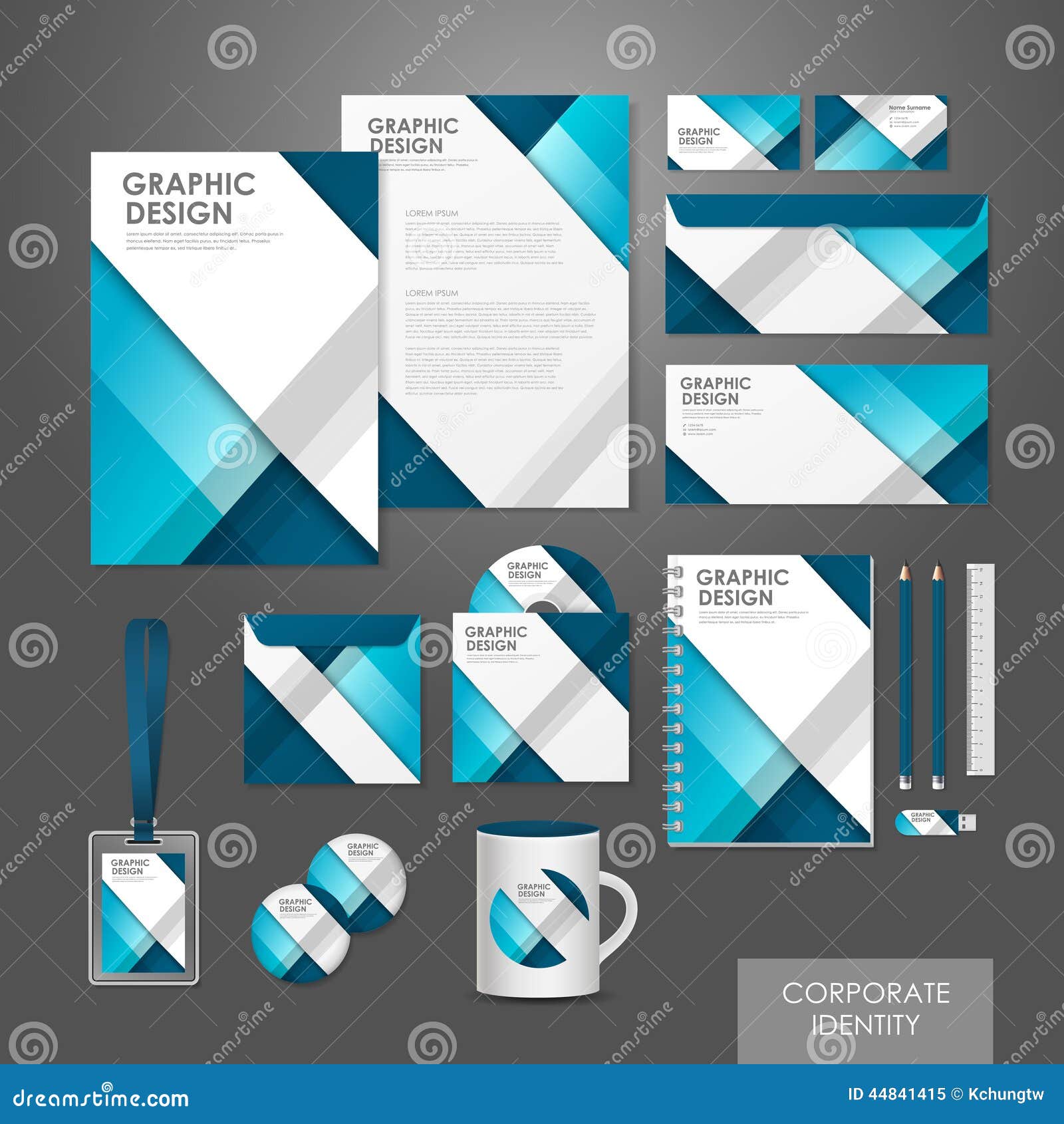 Creative Corporate Identity Set Template in Blue Stock Vector ...
