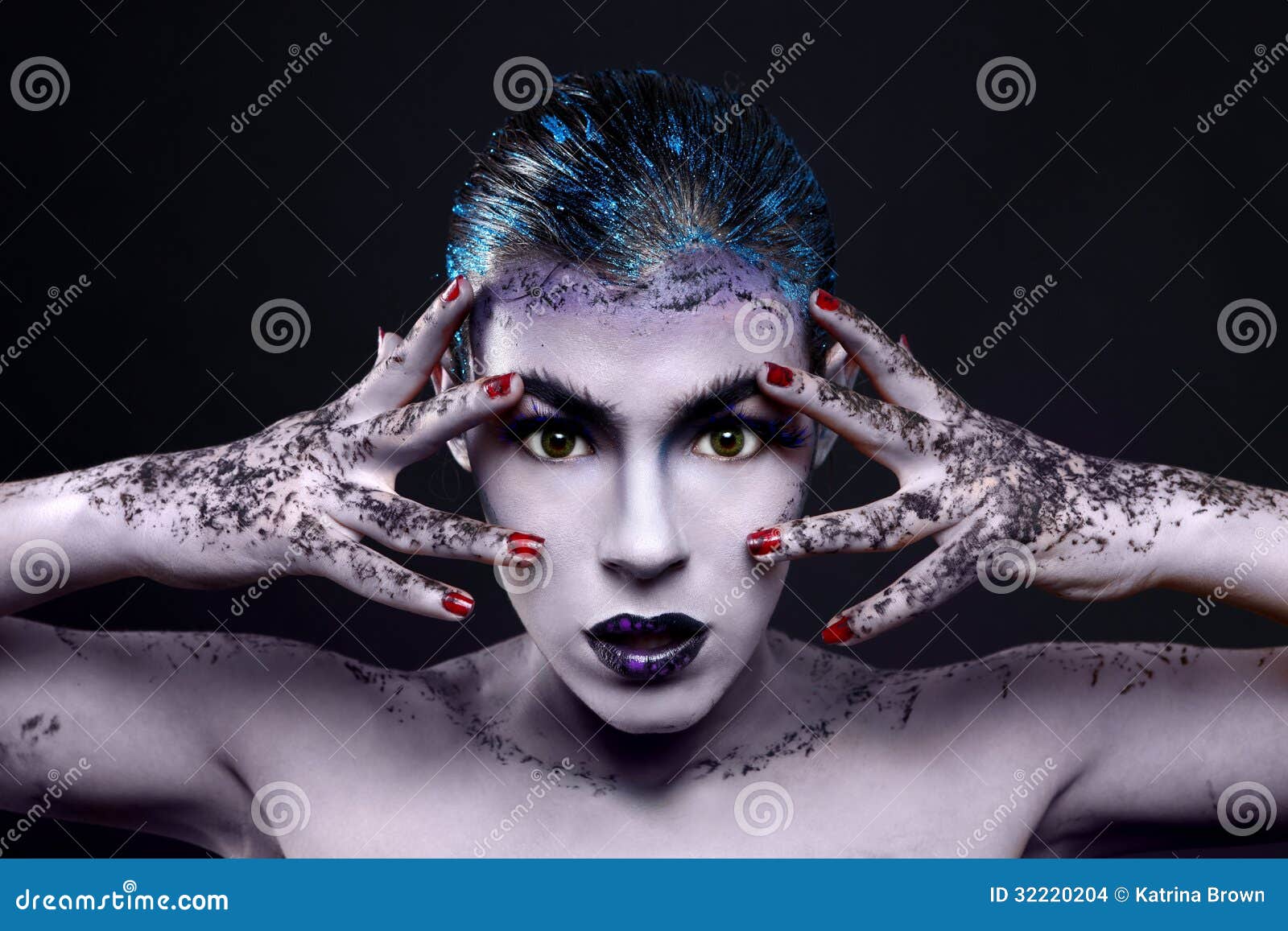 Creative Cosmetics on a Beautiful Woman Stock Photo - Image of portrait ...
