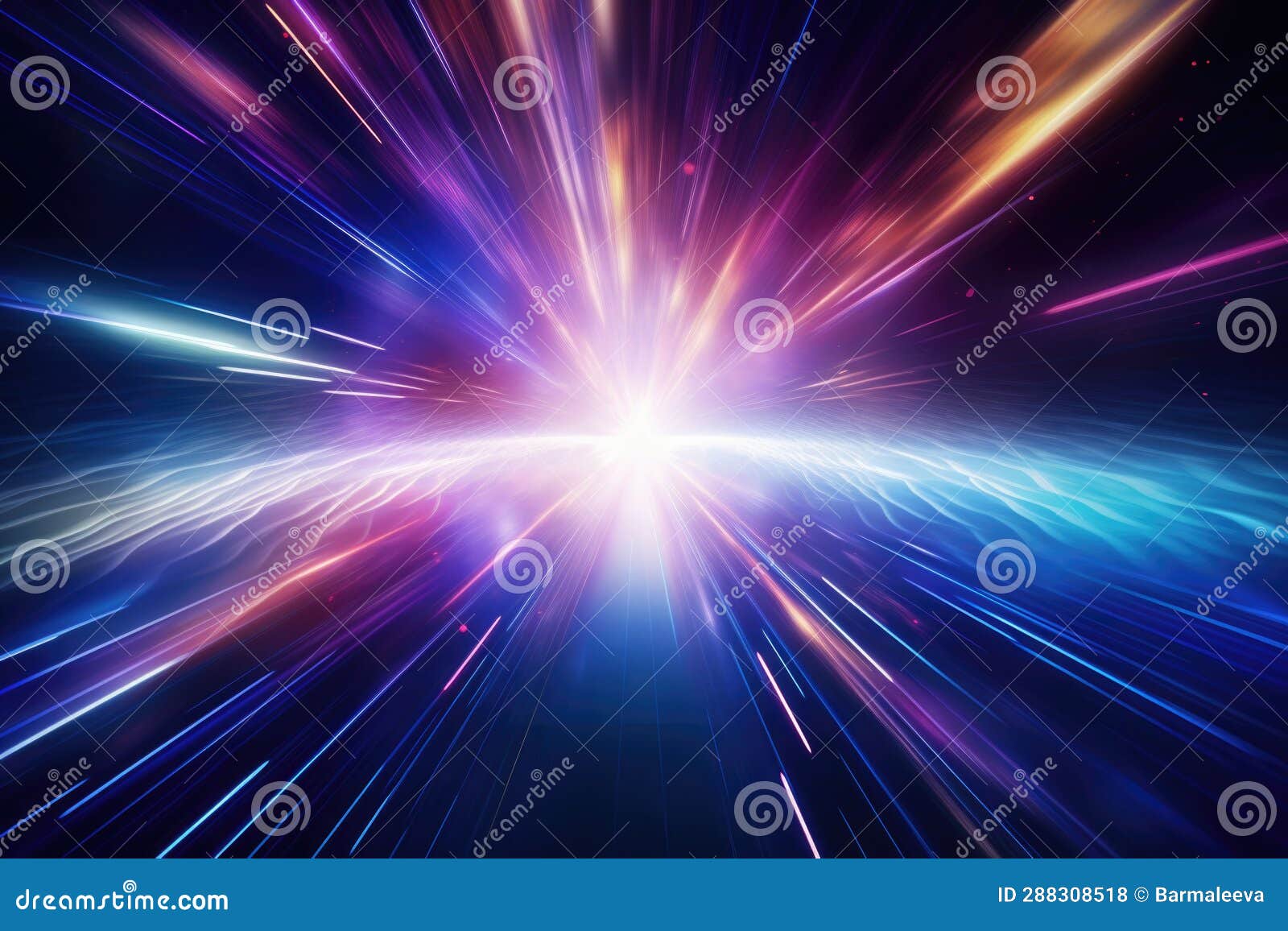 Creative Cosmic Hyper Jump into Another Galaxy. Neon Glowing Rays in ...