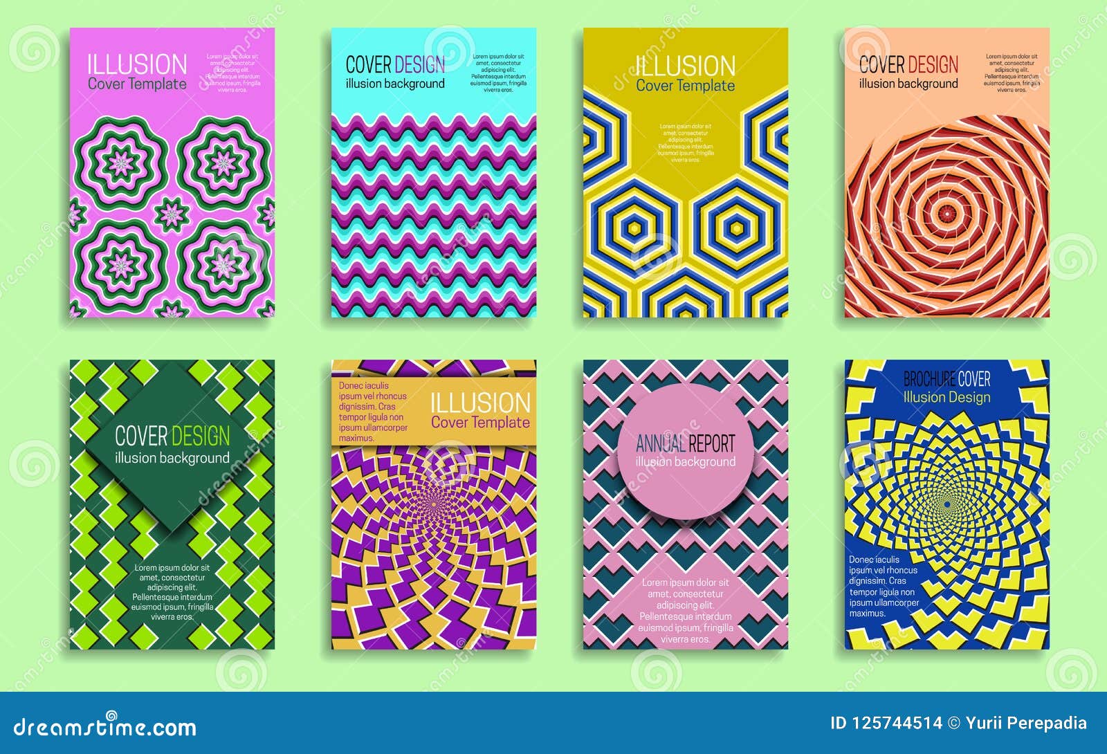 Creative Covers Templates with Optical Illusion Design Elements ...