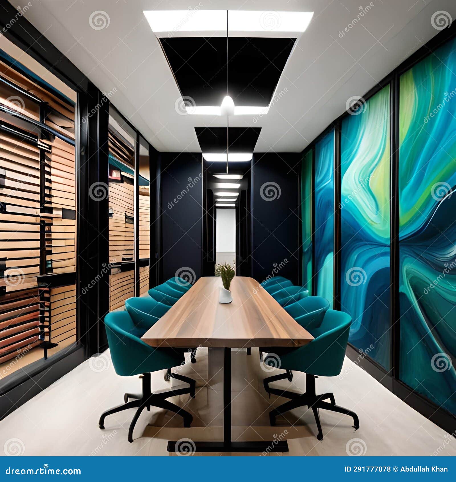 A Creative Coworking Space with a Vibrant Color Scheme and Communal ...