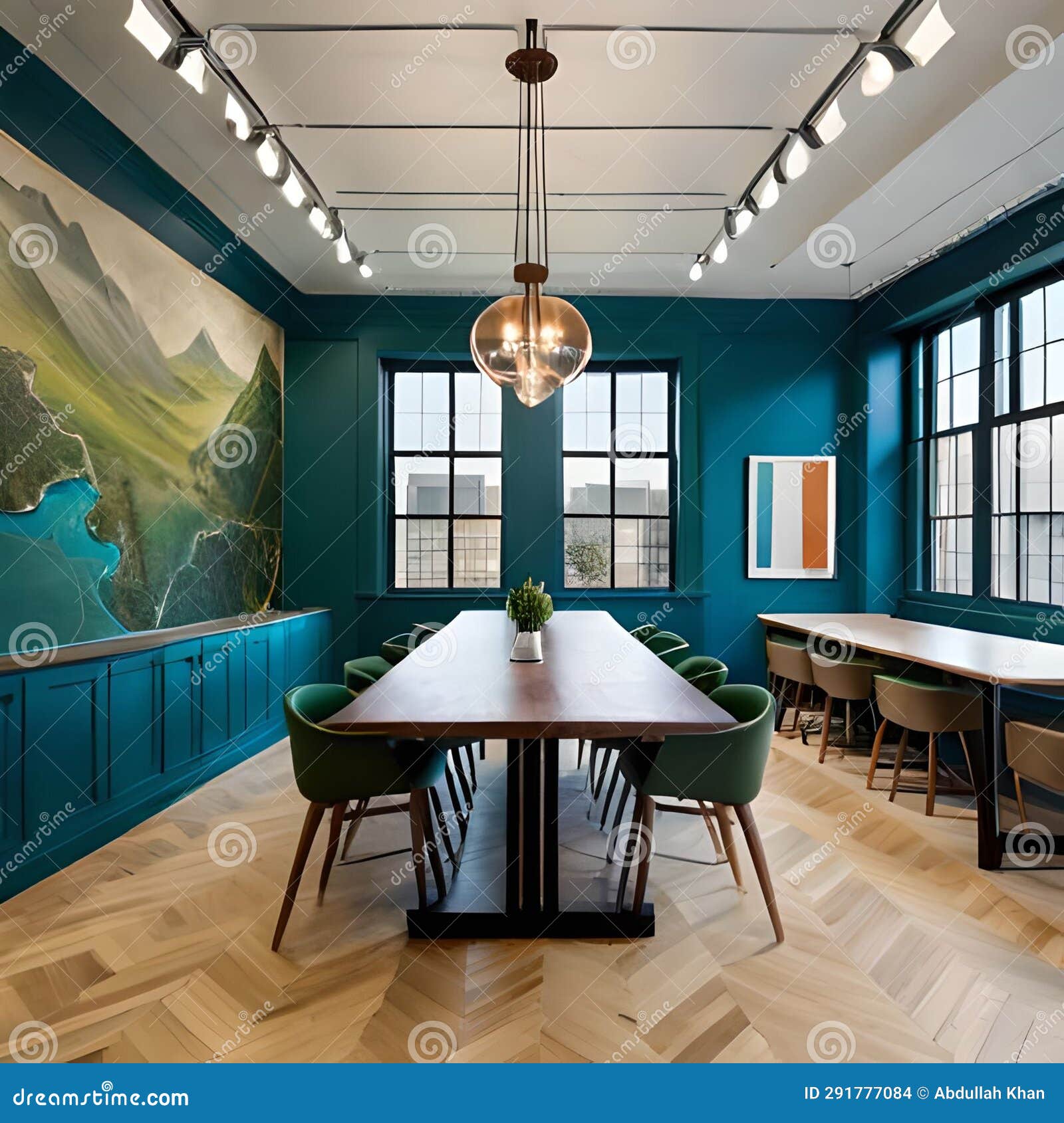 A Creative Coworking Space with a Vibrant Color Scheme and Stock Photo ...