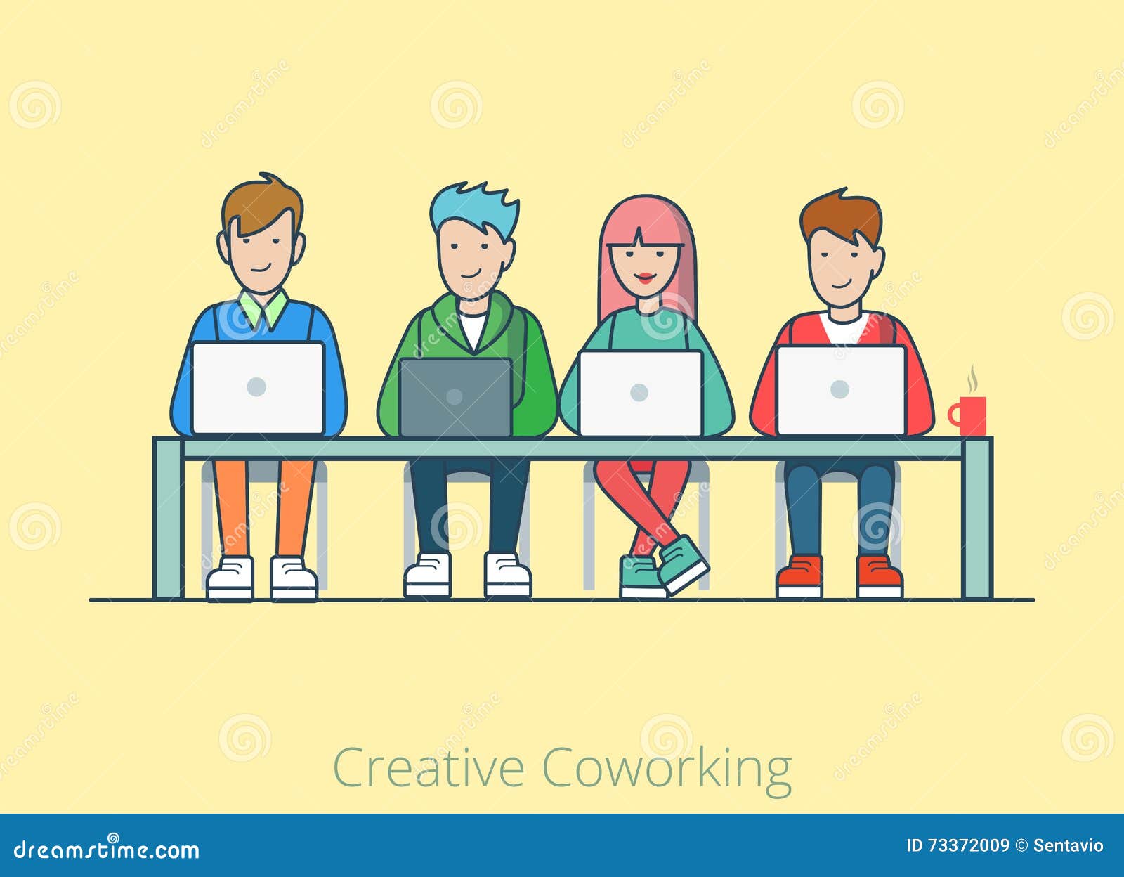 Creative Coworking Work Flat Web Infographic Conce Stock Vector ...