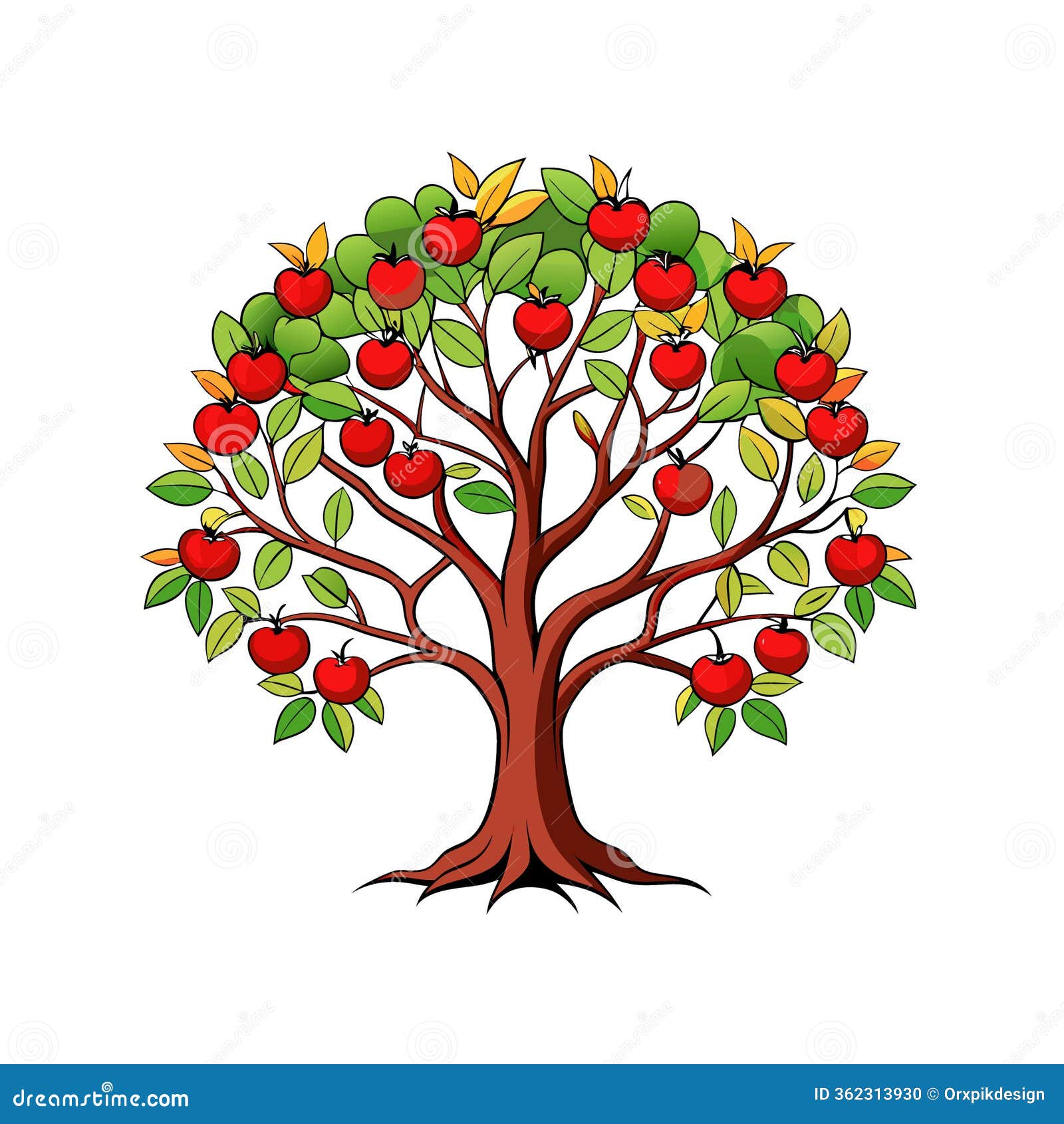 Bold Crabapple Tree Illustration On White Background | CartoonDealer ...