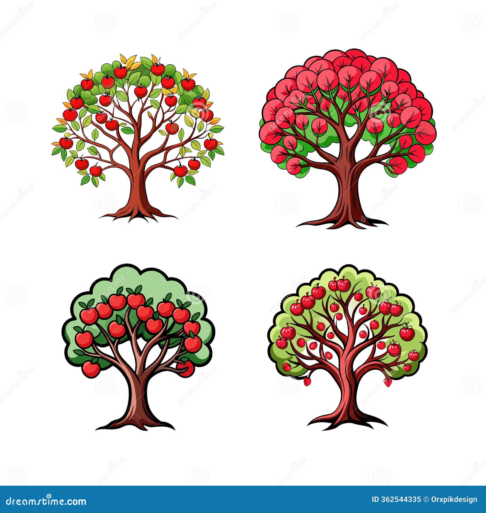 Bold Crabapple Tree Illustration On White Background | CartoonDealer ...