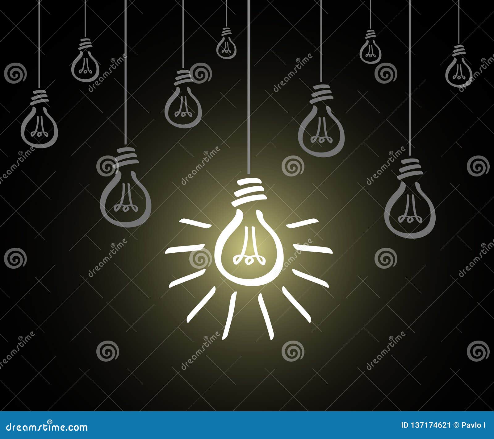 Creative Creation Ideas Bulb, New Idea Sign, Set Hanging Bulb - Vector ...