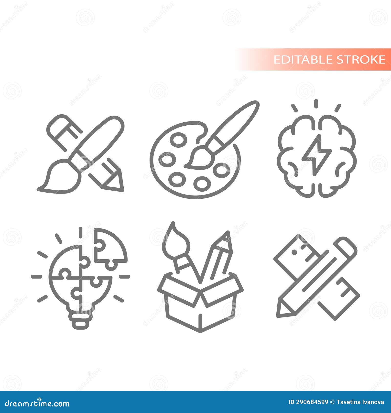 Creative and Creativity, Brainstorming Line Vector Icons Stock Vector ...