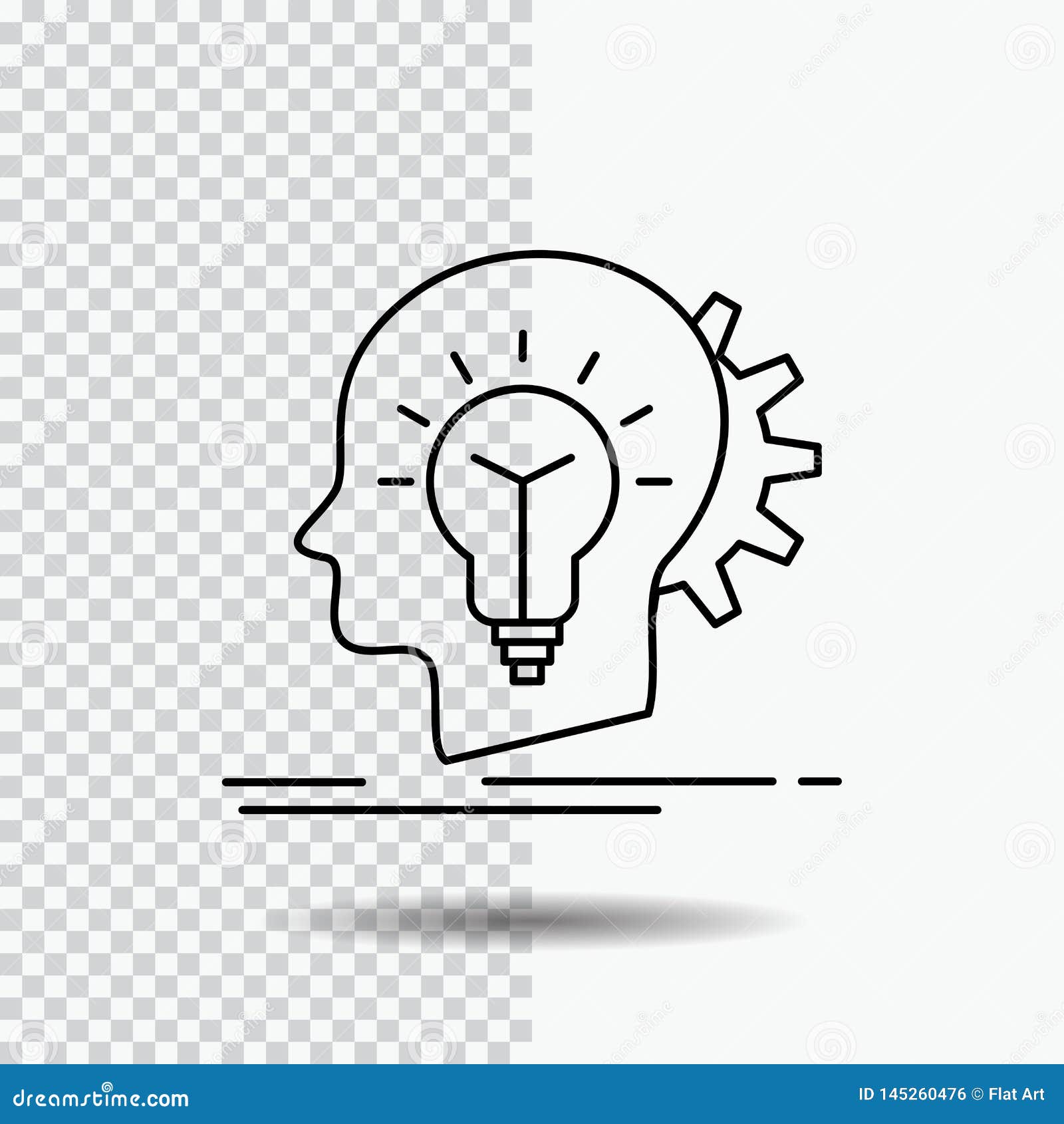Creative, Creativity, Head, Idea, Thinking Line Icon on Transparent Background. Black Icon ...