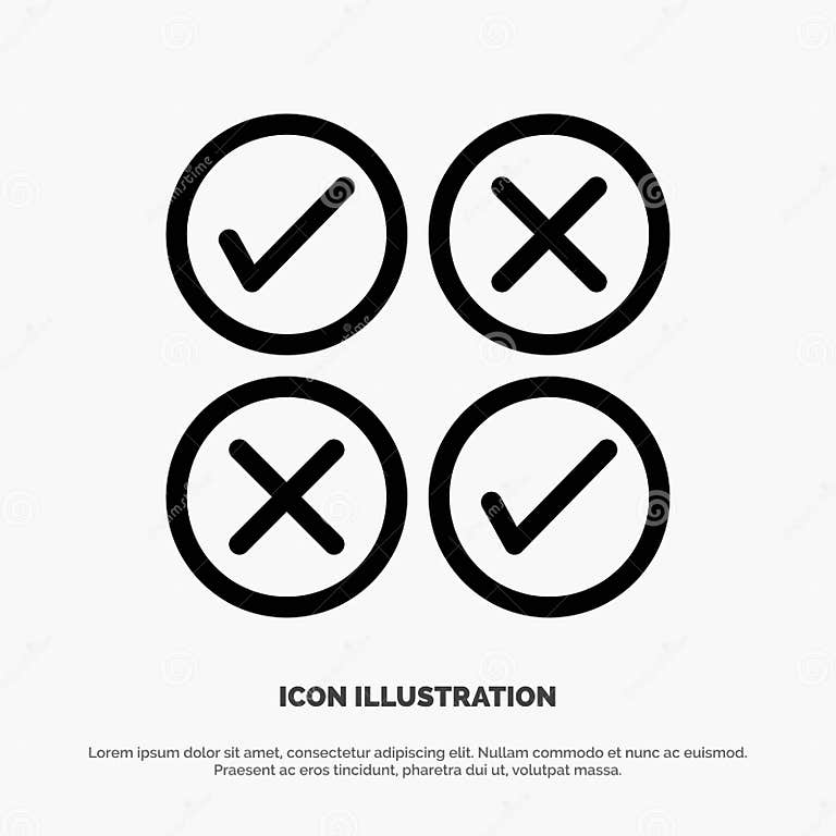 Creative, Cross, Design, Tick Line Icon Vector Stock Vector ...