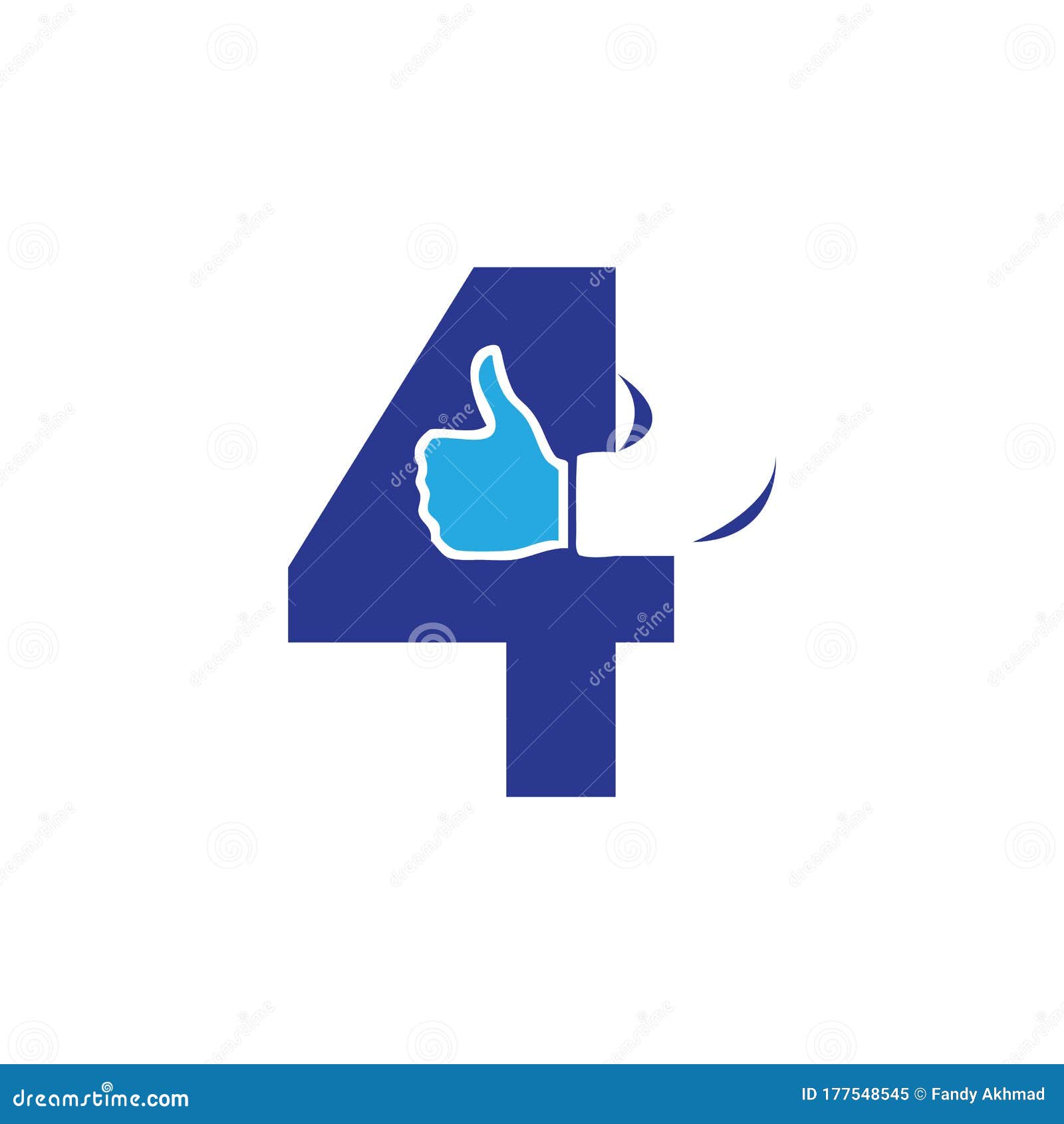 Creative Custom Number Four 4 Logo Vector Design Illustration Stock ...