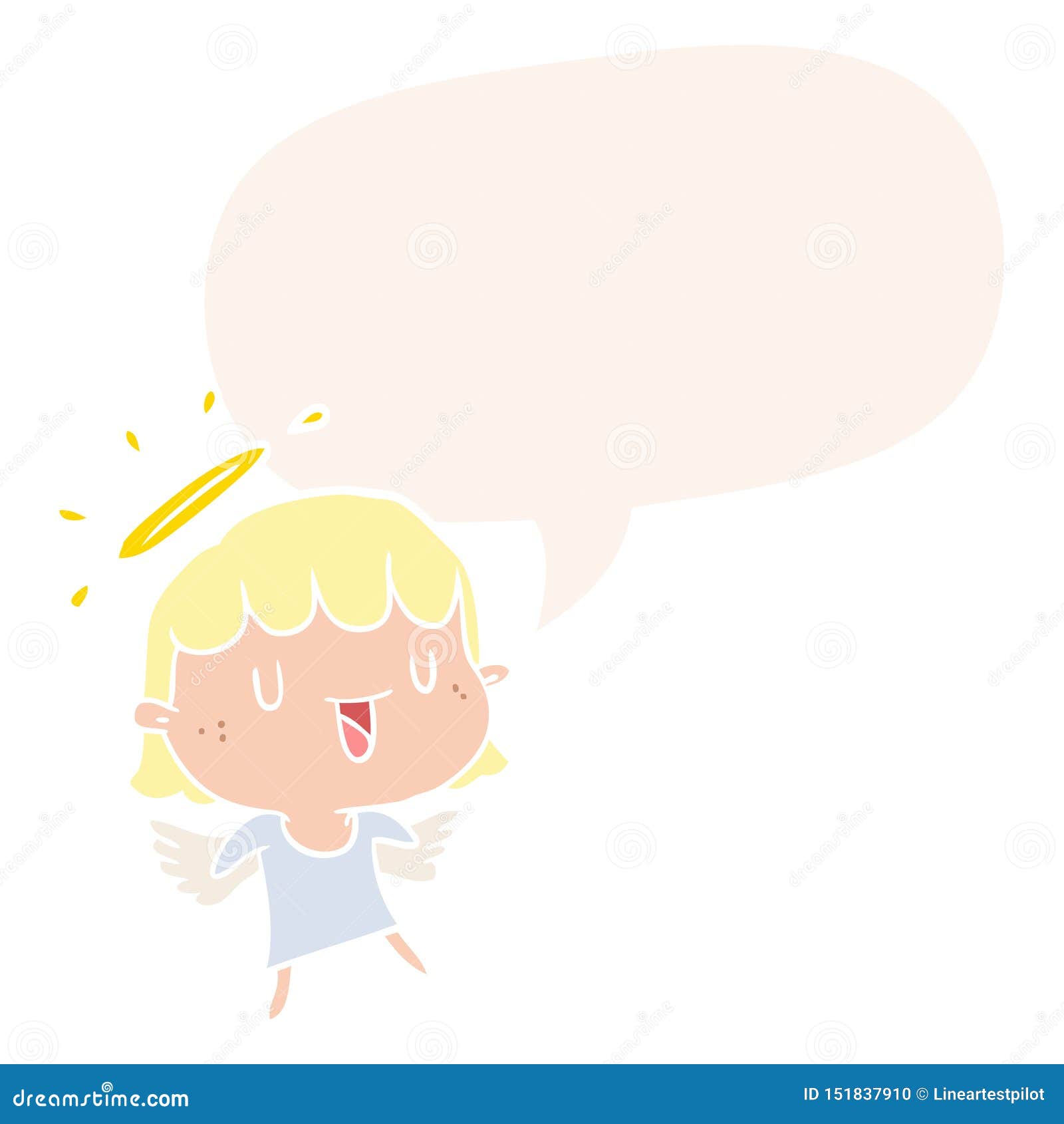 A Creative Cute Cartoon Angel and Speech Bubble in Retro Style Stock ...